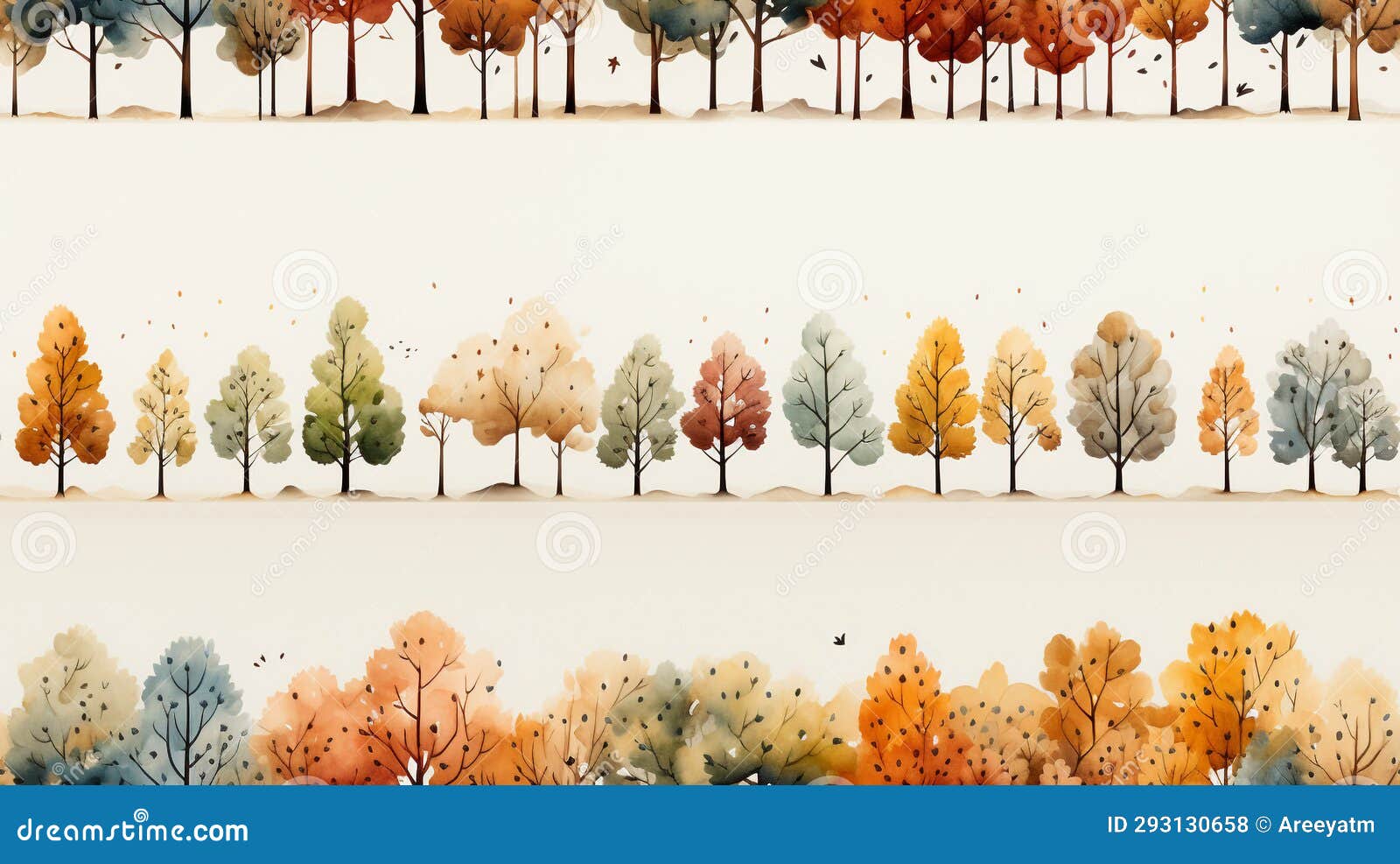Seamless Pattern of All Seasons Trees for Wall Paper, Border or Web ...