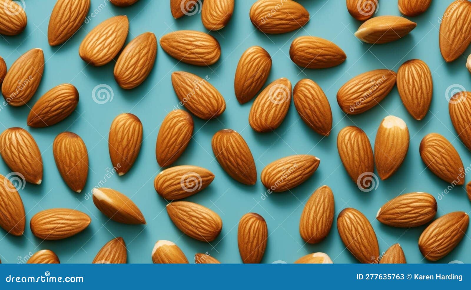 Seamless Pattern of Almonds on Blue Background Stock Illustration ...