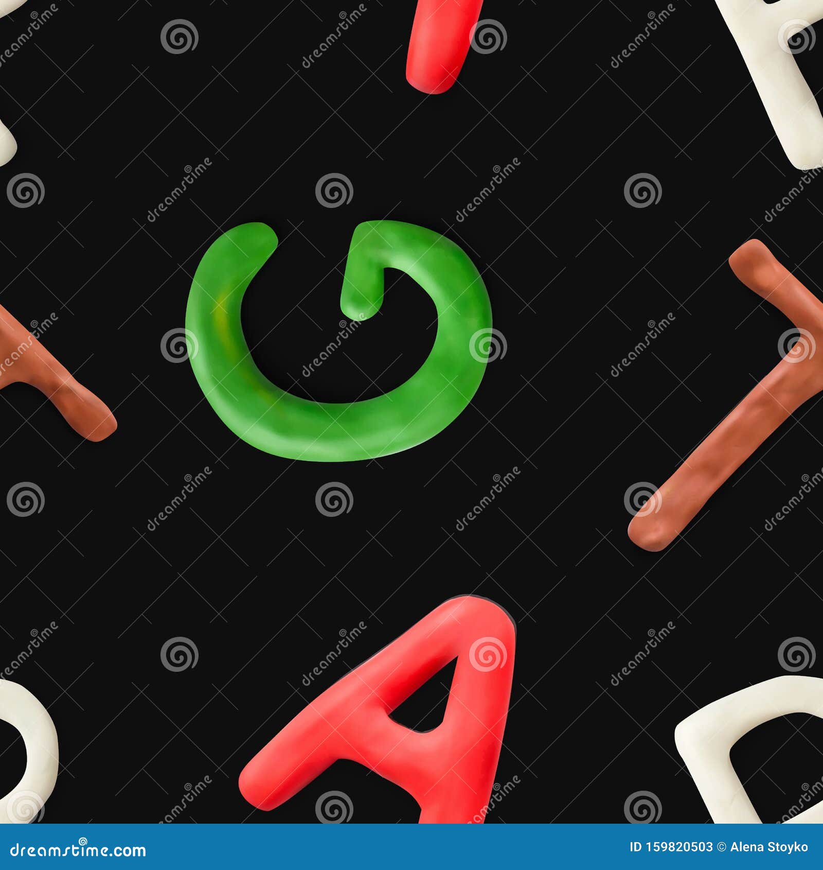 Seamless Pattern with Alphabet. Handmade Modeling Clay Letters ...