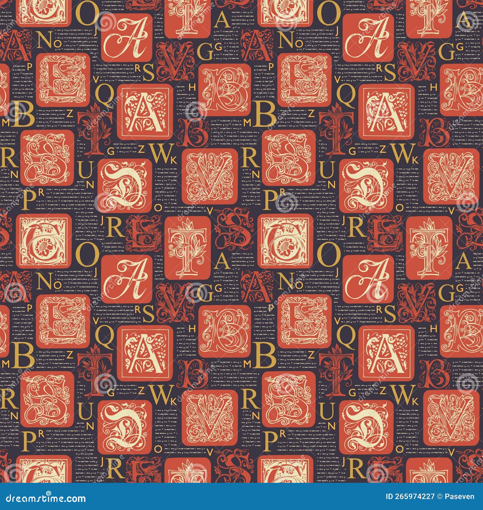 Seamless Pattern with Alphabet Letters on Background of Newspaper Pages ...