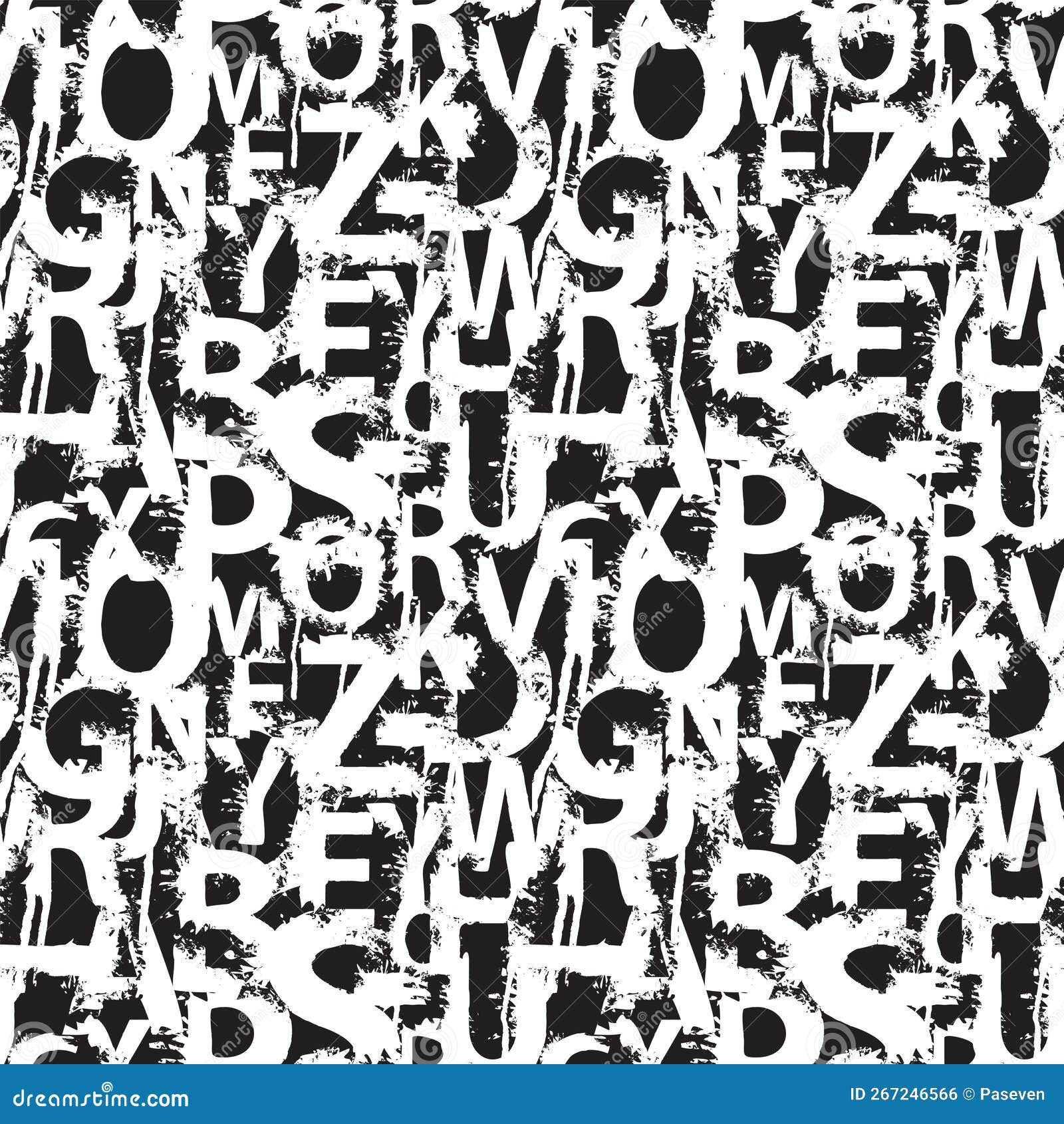 Seamless Pattern with Alphabet Letters White Paint Splashes and Blots ...
