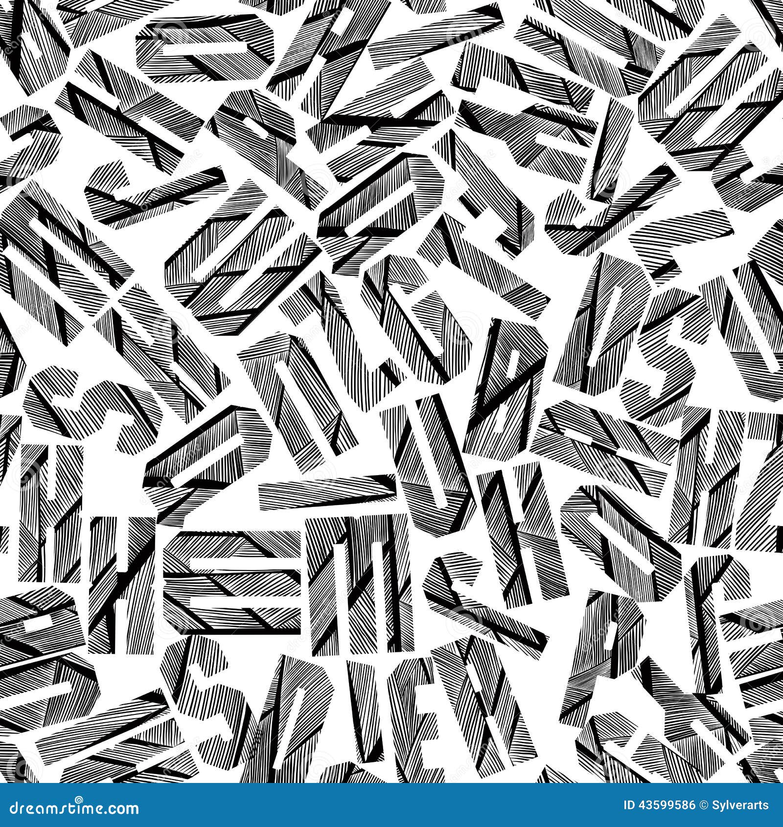 Seamless Pattern with Alphabet Letters Textured with Hand Drawn Stock ...