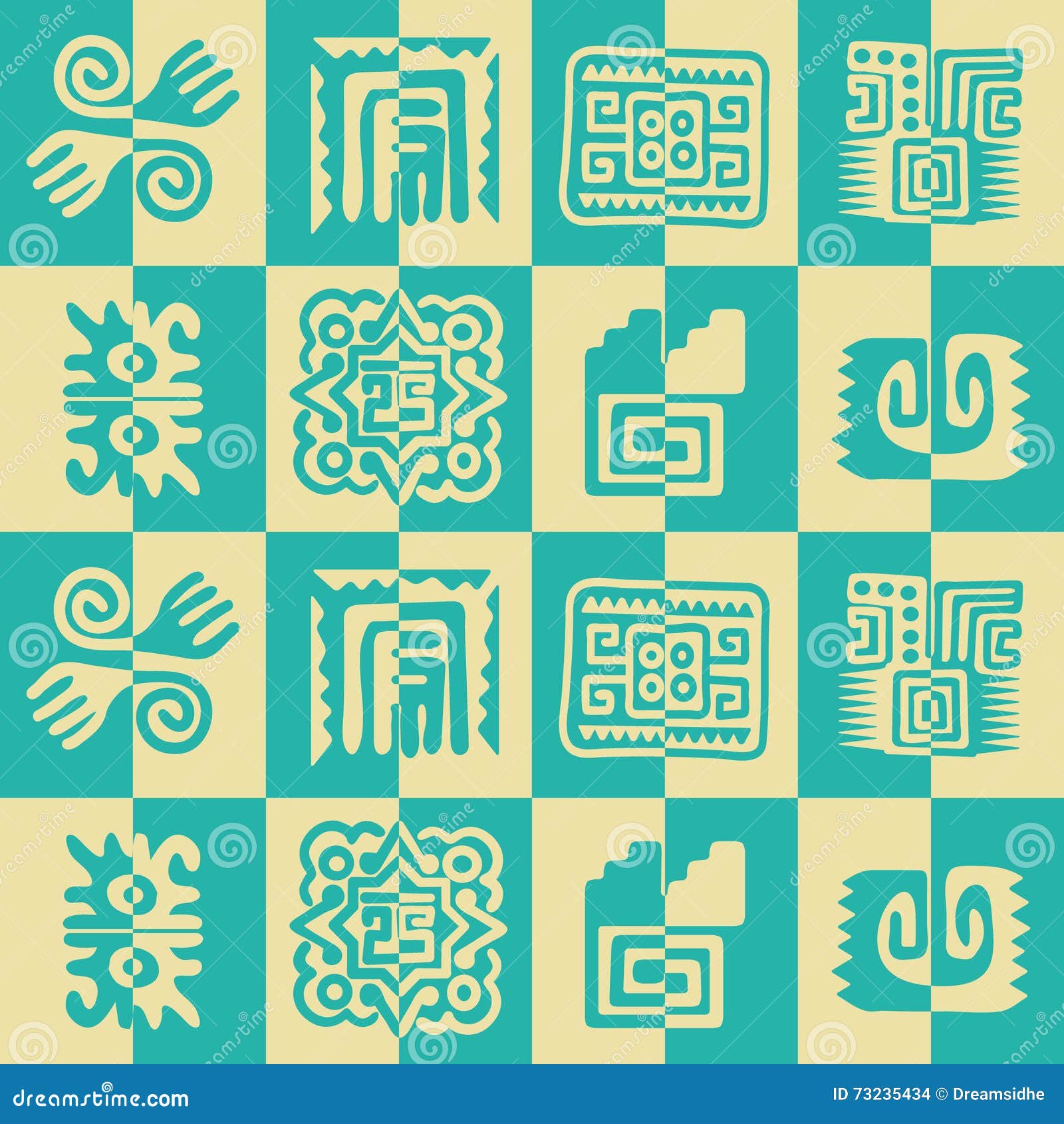 Seamless Pattern with American Indians Relics Dingbats Characters Stock ...
