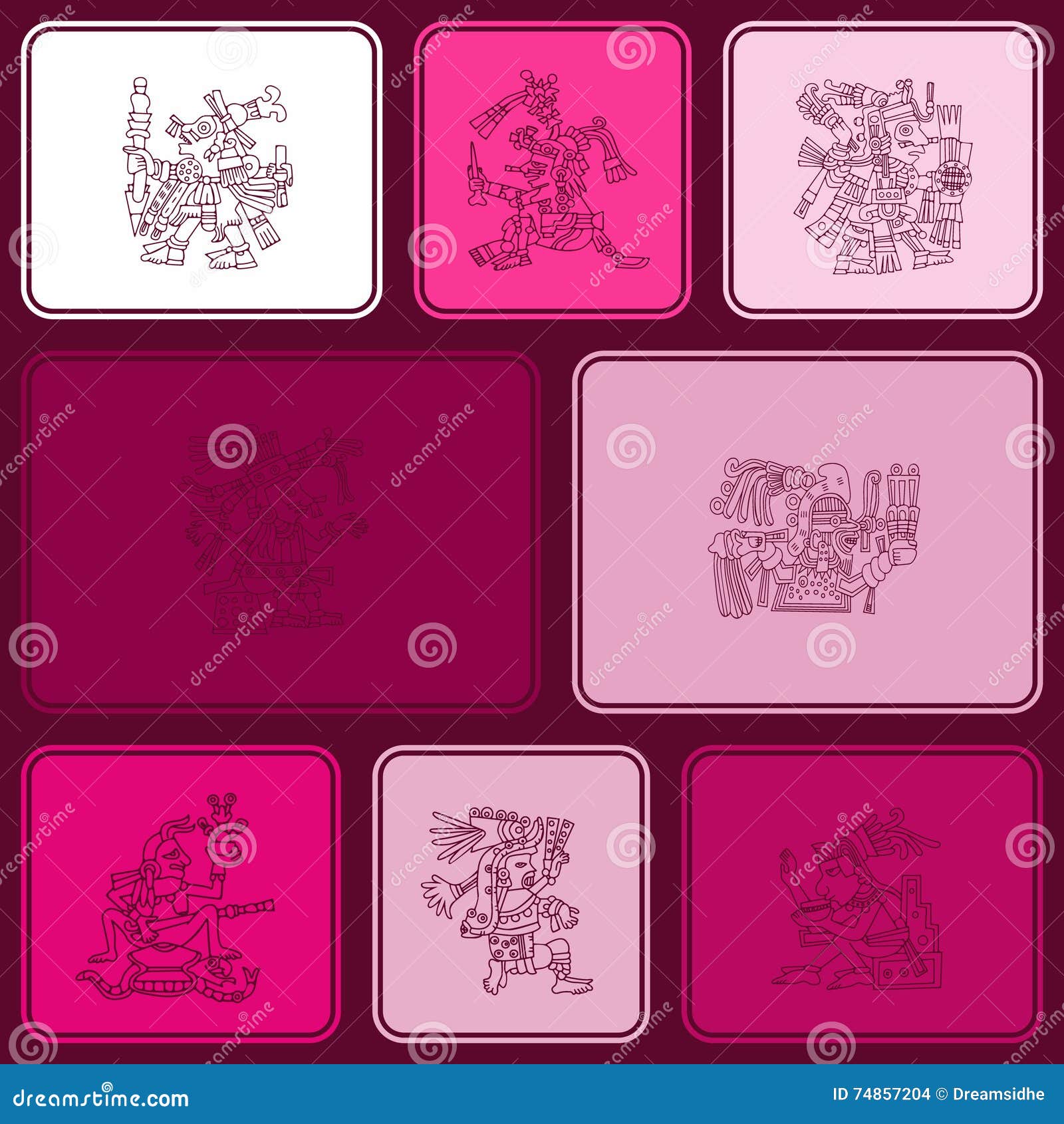 Seamless Pattern with American Indians Relics Dingbats Characters Stock ...