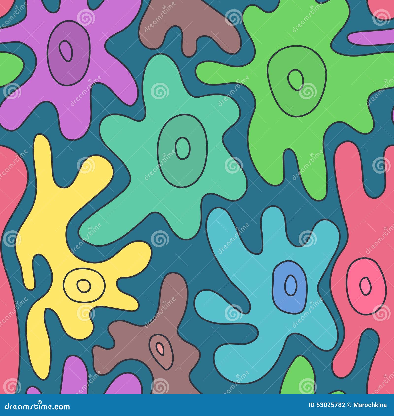 Seamless Pattern with Amoeba Stock Vector - Illustration of microbial ...