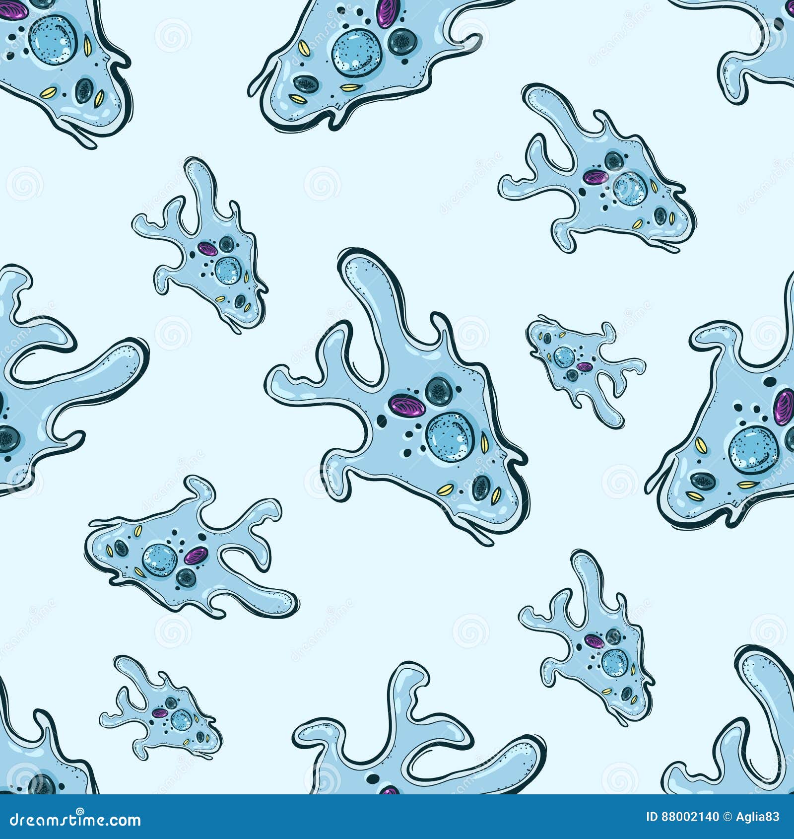 Seamless Pattern with Amoeba Stock Vector - Illustration of ...