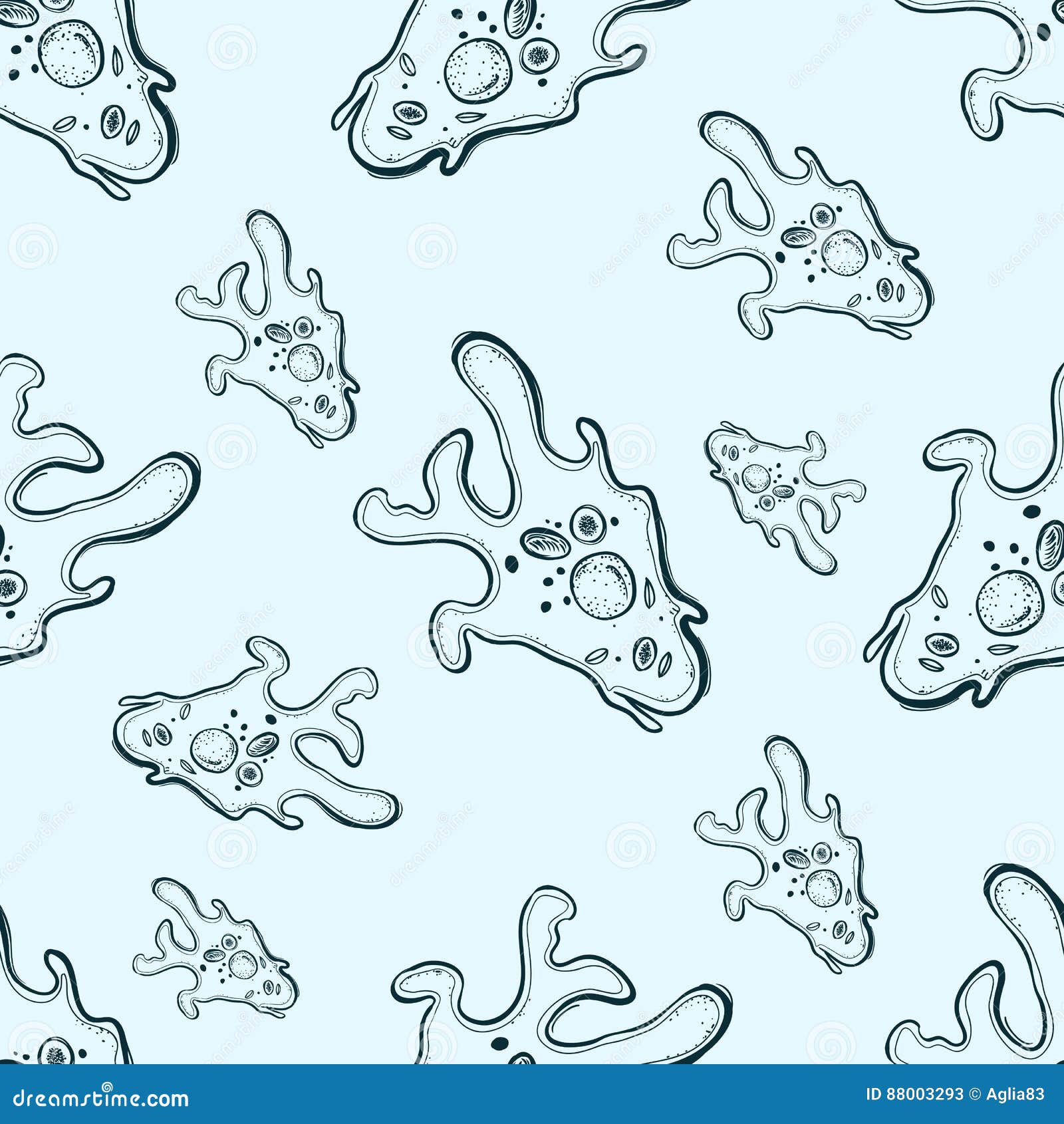 Seamless Pattern with Amoeba Stock Vector - Illustration of periodic ...
