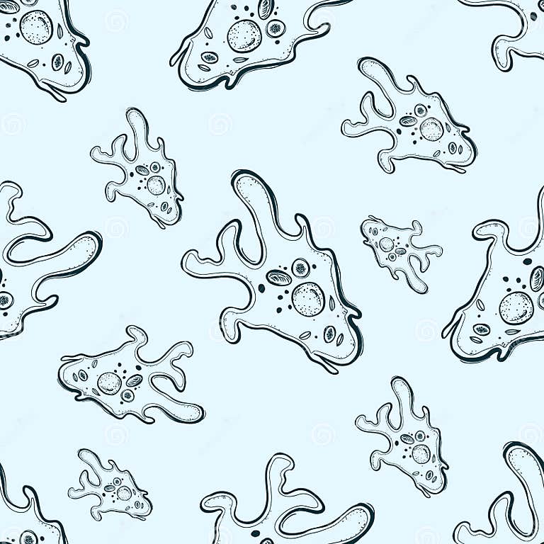 Seamless Pattern with Amoeba Stock Vector - Illustration of periodic ...