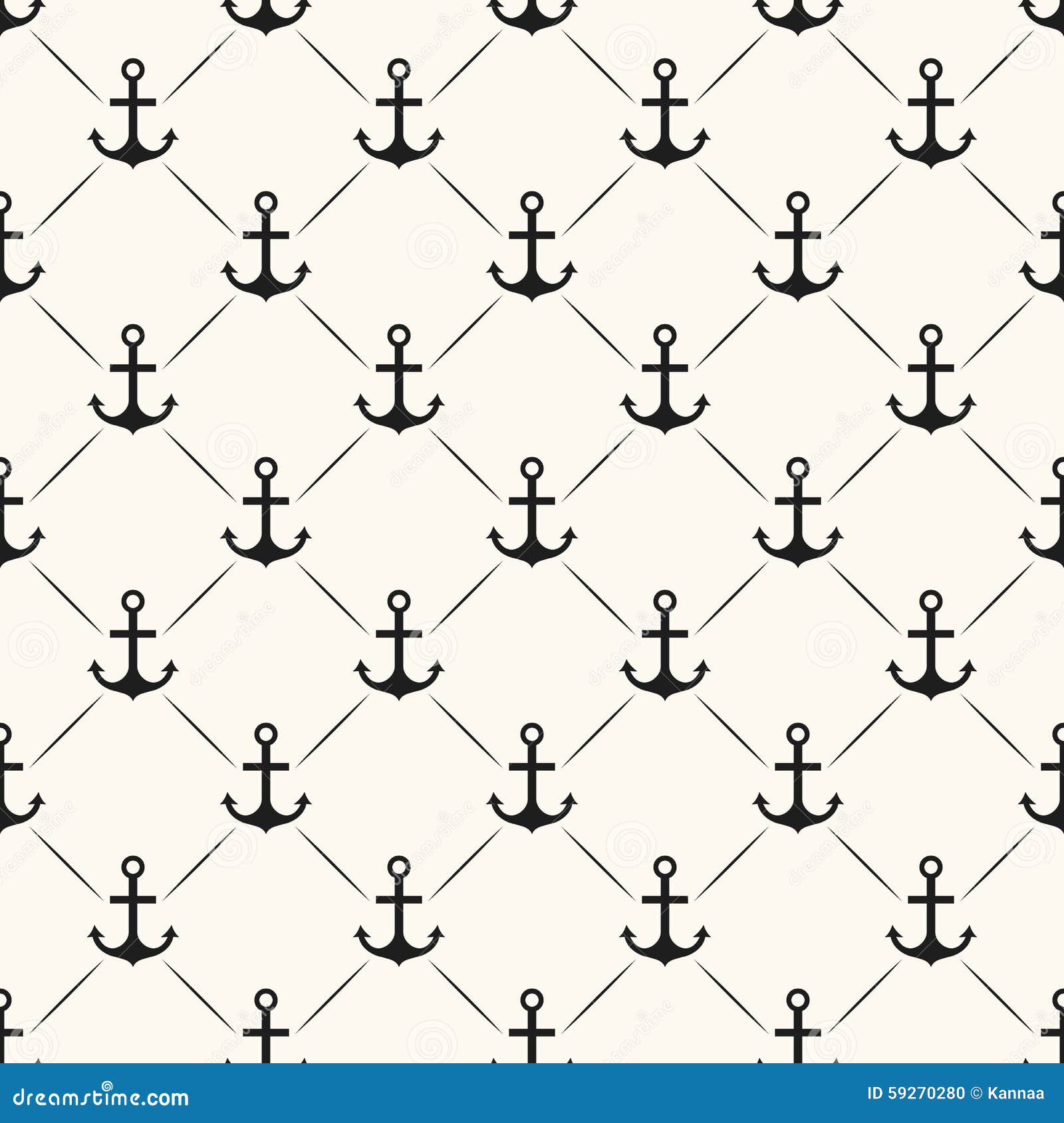 Seamless Pattern of Anchor Shape and Line Stock Illustration ...