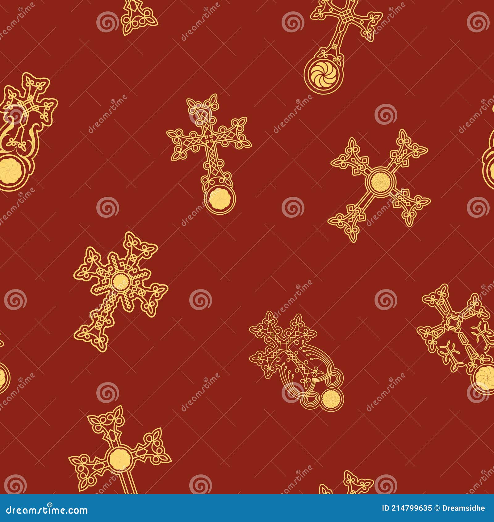 Seamless Pattern with Ancient Armenian Symbol Khachkar. Armenian Cross ...