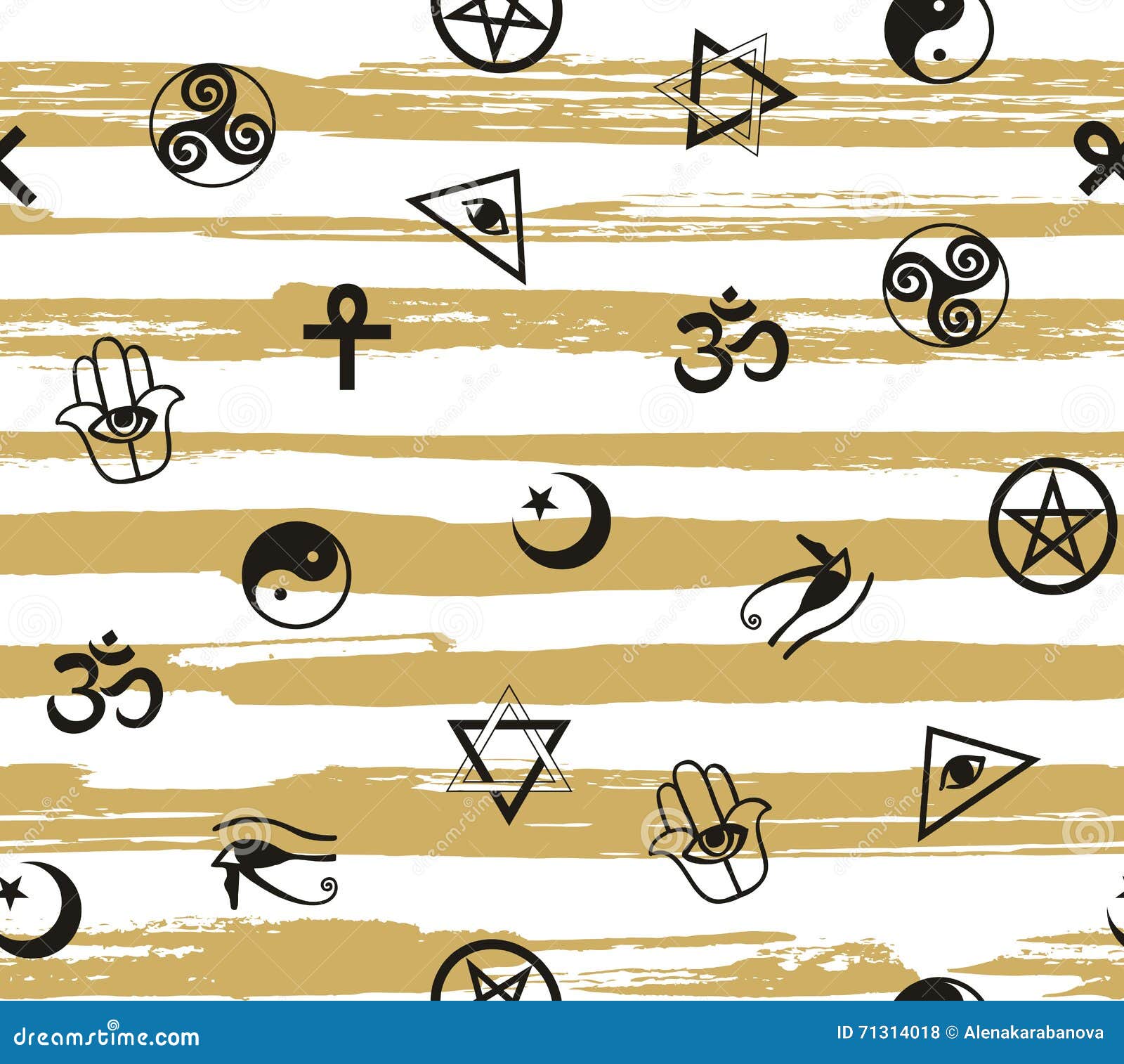 Set Of Ancient Sacral Symbols. Religious And Magic Symbols. Cartoon ...