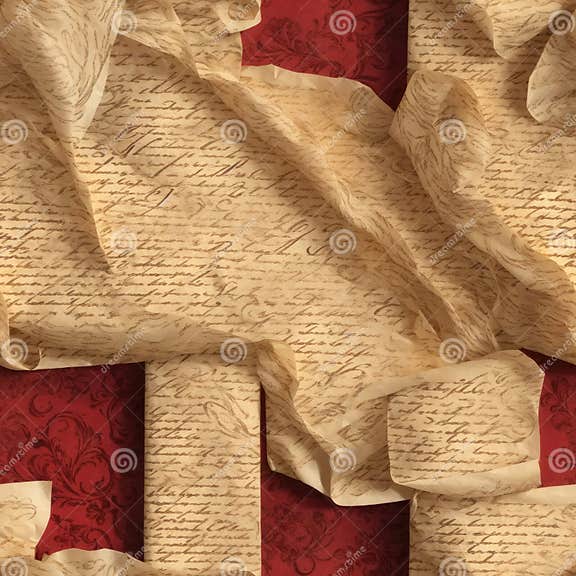 Seamless Pattern of Ancient Sheets of Paper Written with Brown Ink ...