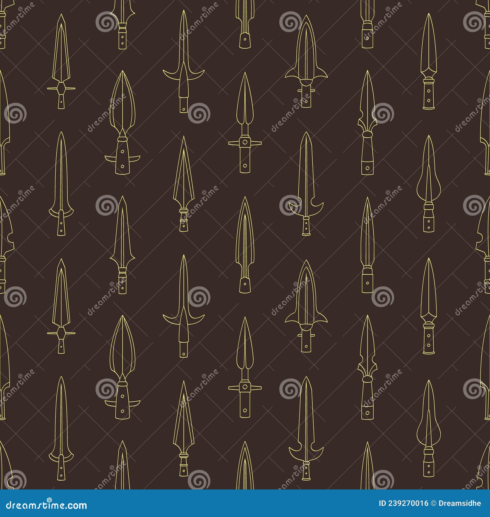 Seamless Pattern With Ancient Spearheads Vector Illustration | CartoonDealer.com #239270016