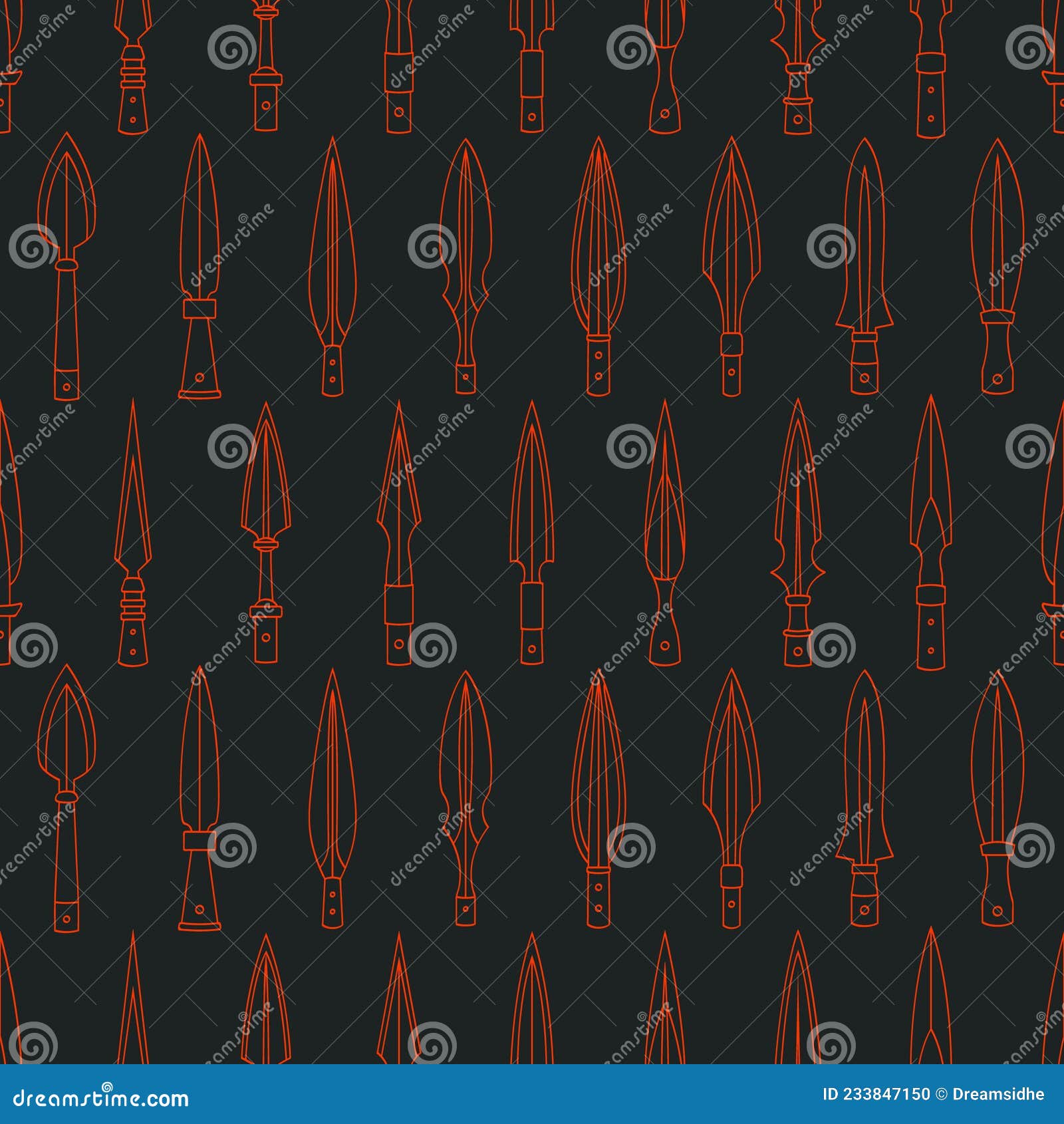 Seamless Pattern With Ancient Spearheads Vector Illustration | CartoonDealer.com #233847150