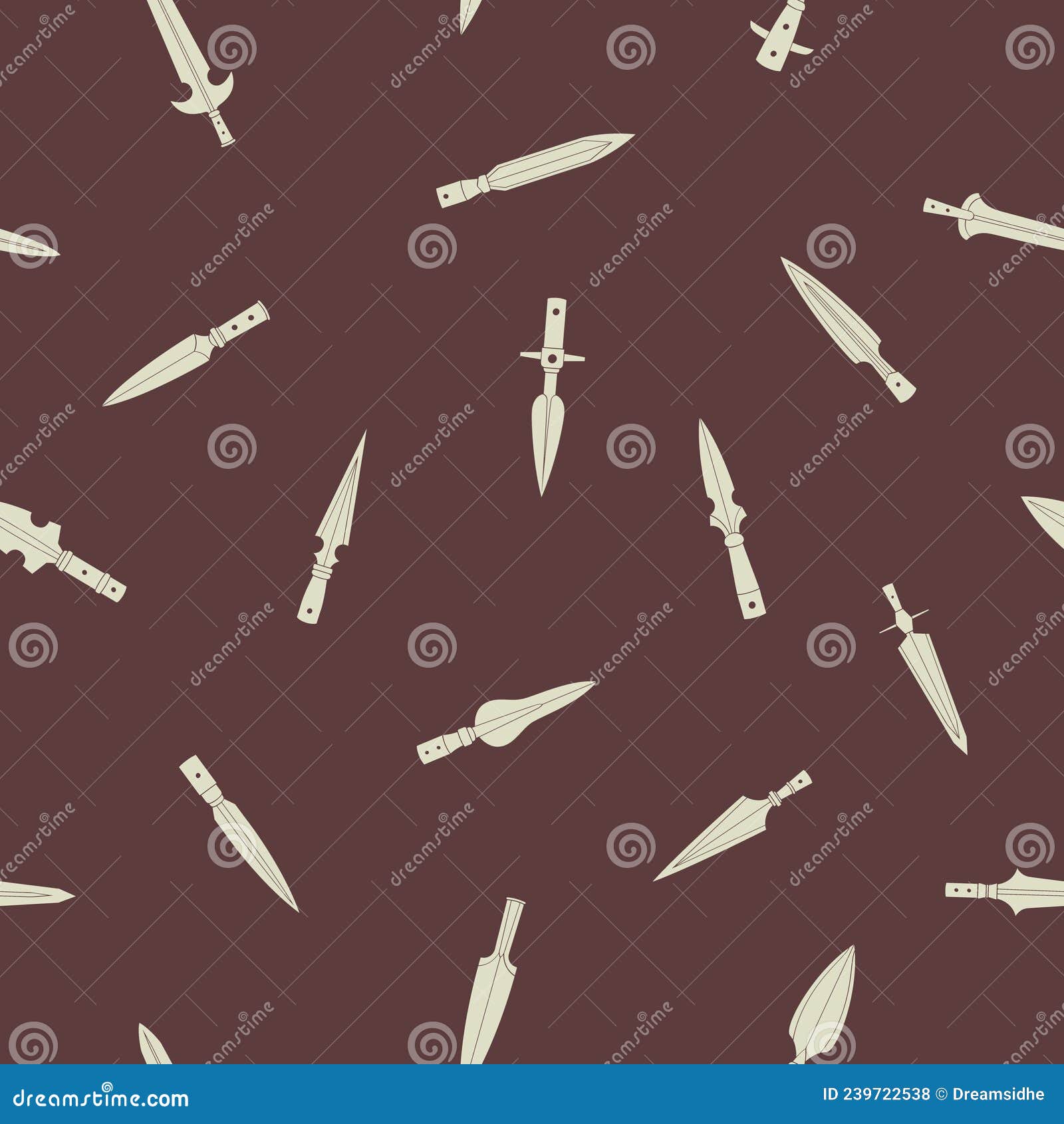 Seamless Pattern with Ancient Spearheads Stock Vector - Illustration of ...