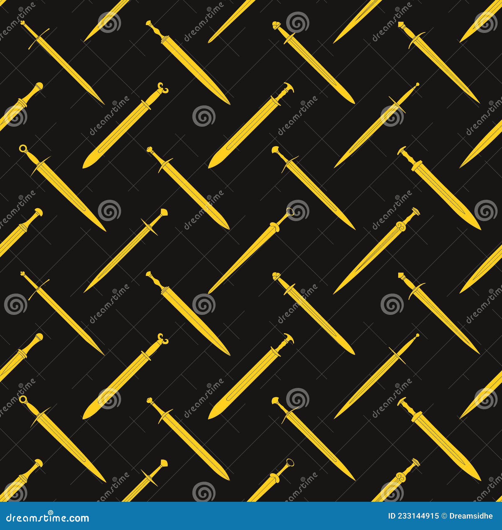 Seamless Pattern with Ancient Swords Stock Vector - Illustration of ...