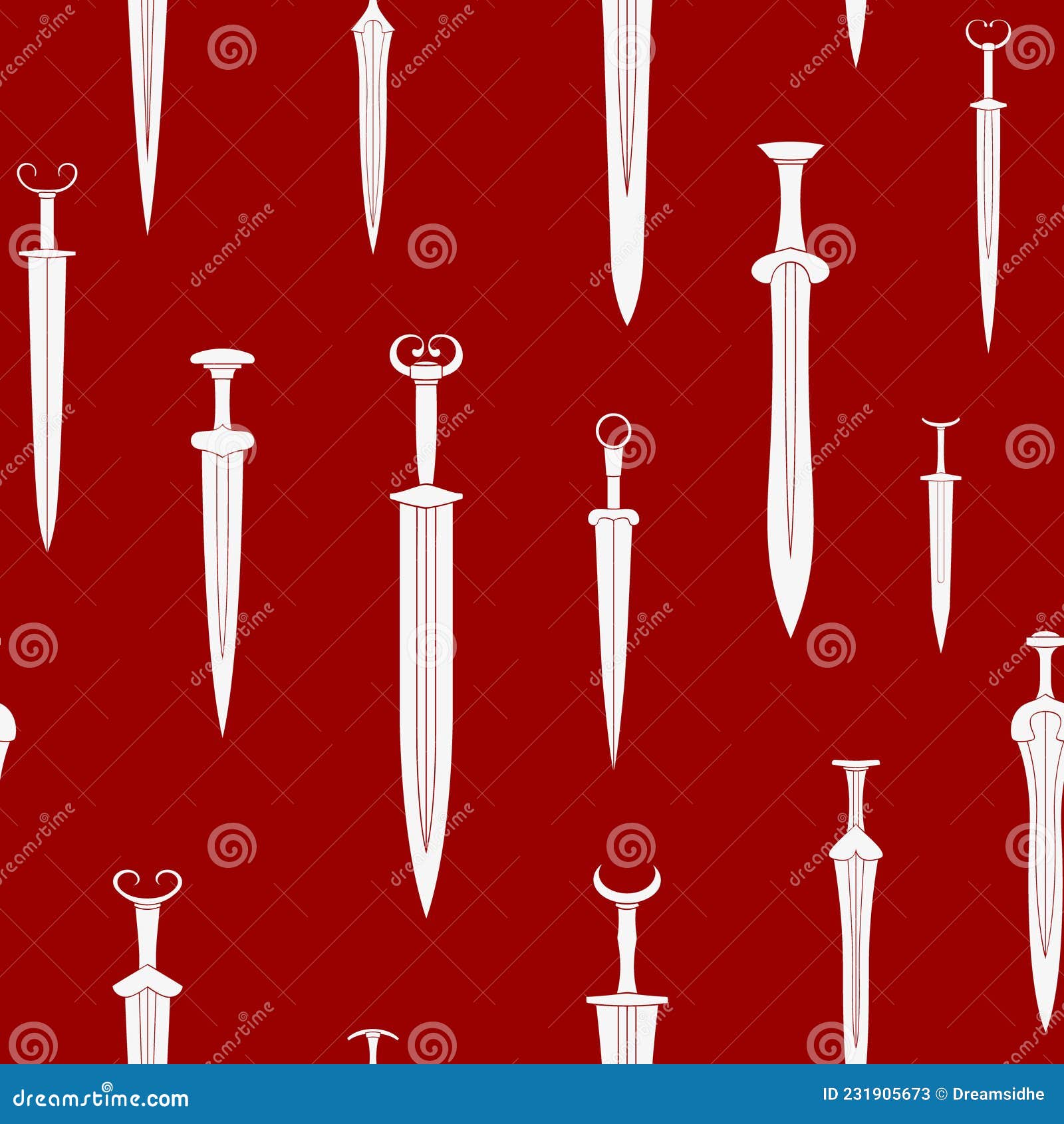Seamless Pattern with Ancient Swords Stock Vector - Illustration of ...