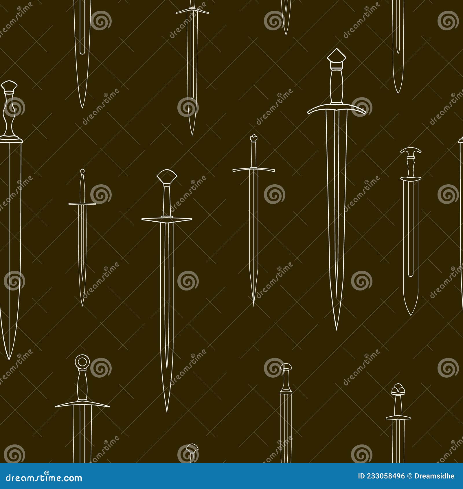 Seamless Pattern with Ancient Swords Stock Vector - Illustration of ...