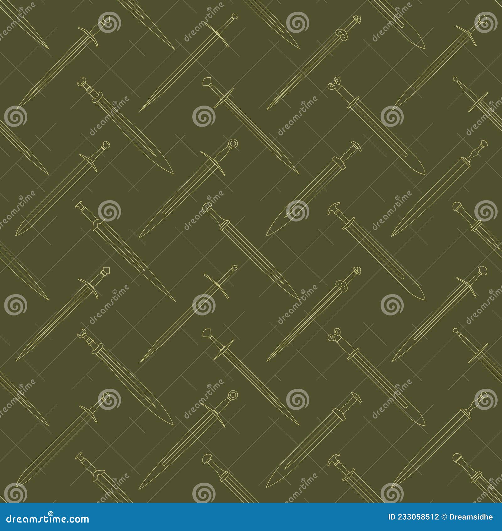 Seamless Pattern with Ancient Swords Stock Vector - Illustration of ...