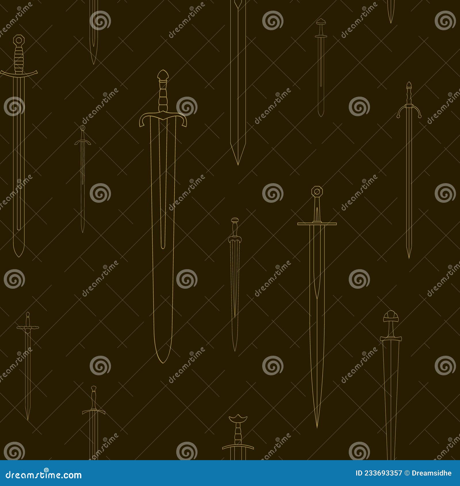 Seamless Pattern with Ancient Swords Stock Vector - Illustration of ...