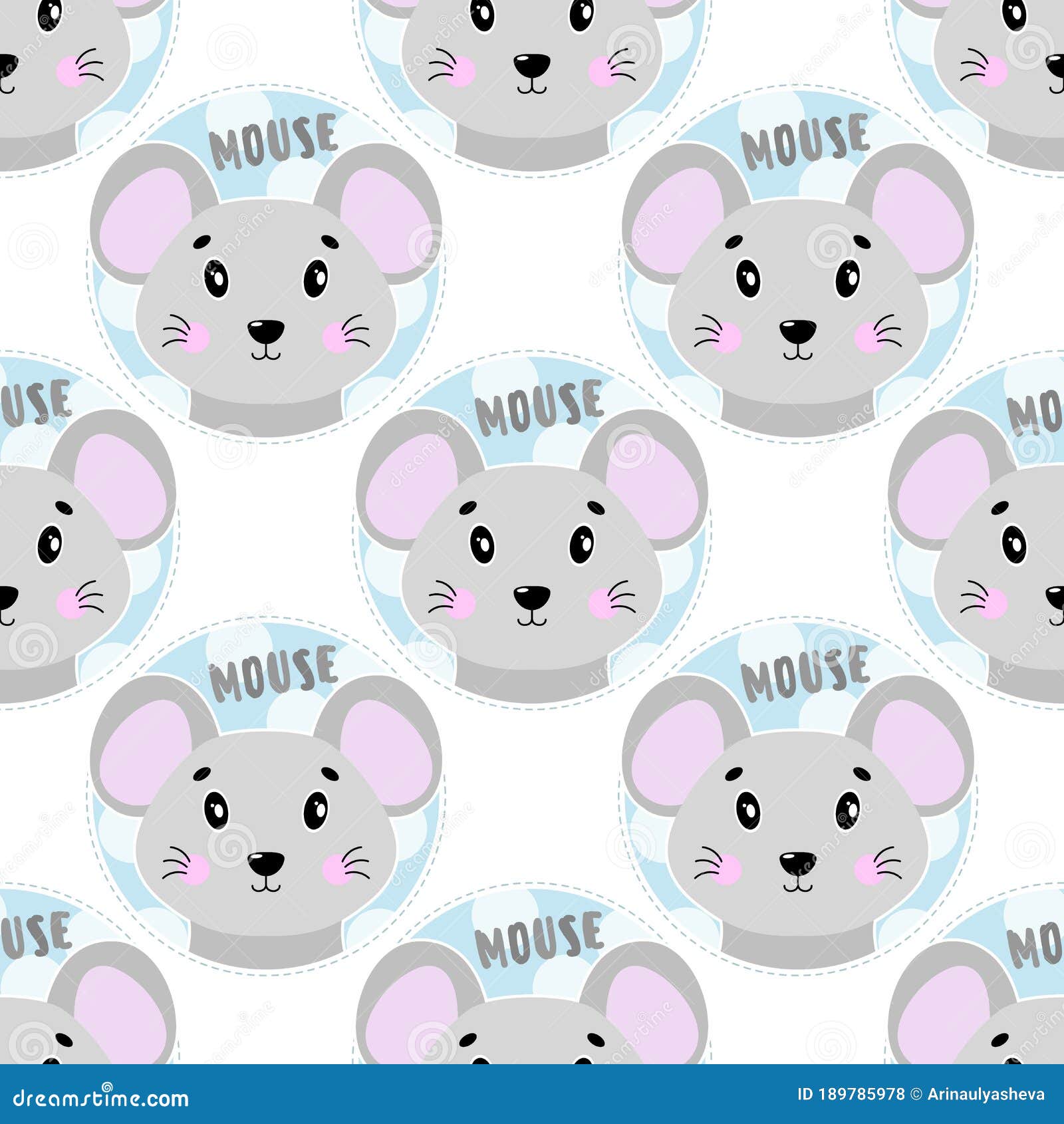 Seamless Pattern Animal Mouse Face. Funny Head Muzzle Stock Vector ...