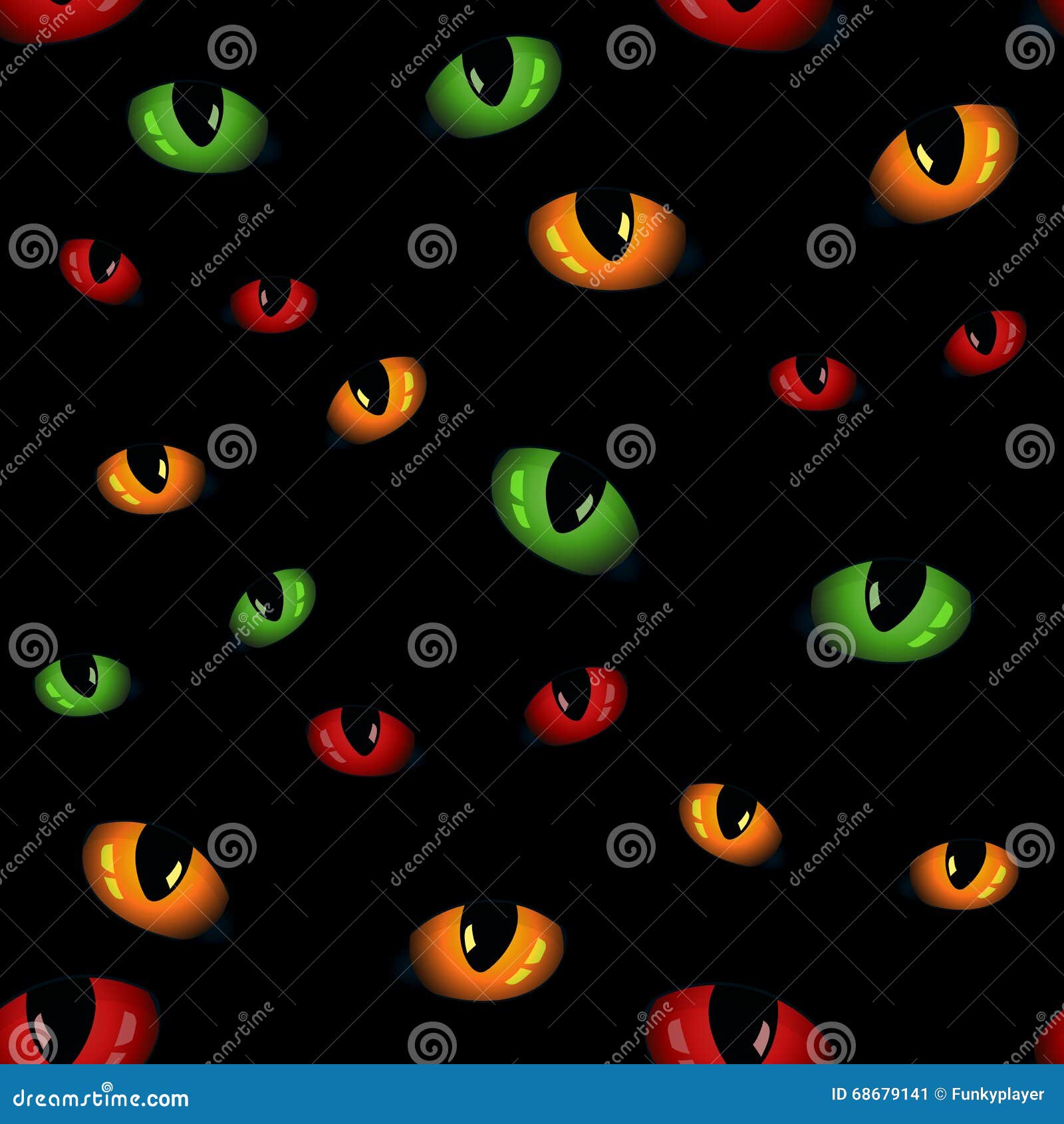 Seamless Pattern with Animals Eyes Glow in the Dark Stock Vector ...