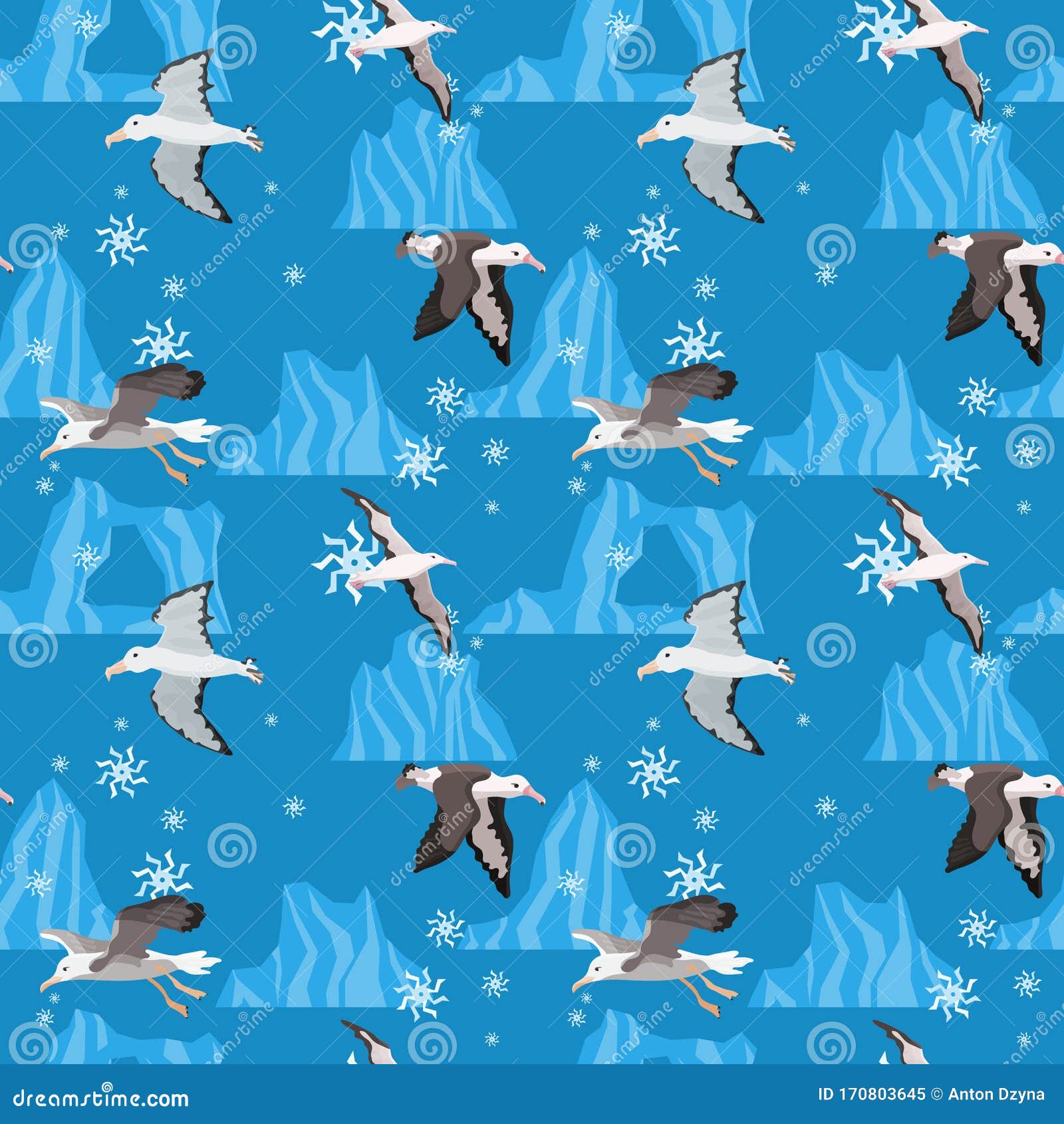 Seamless Pattern Antarctica and Snow. Albatross Stock Illustration ...