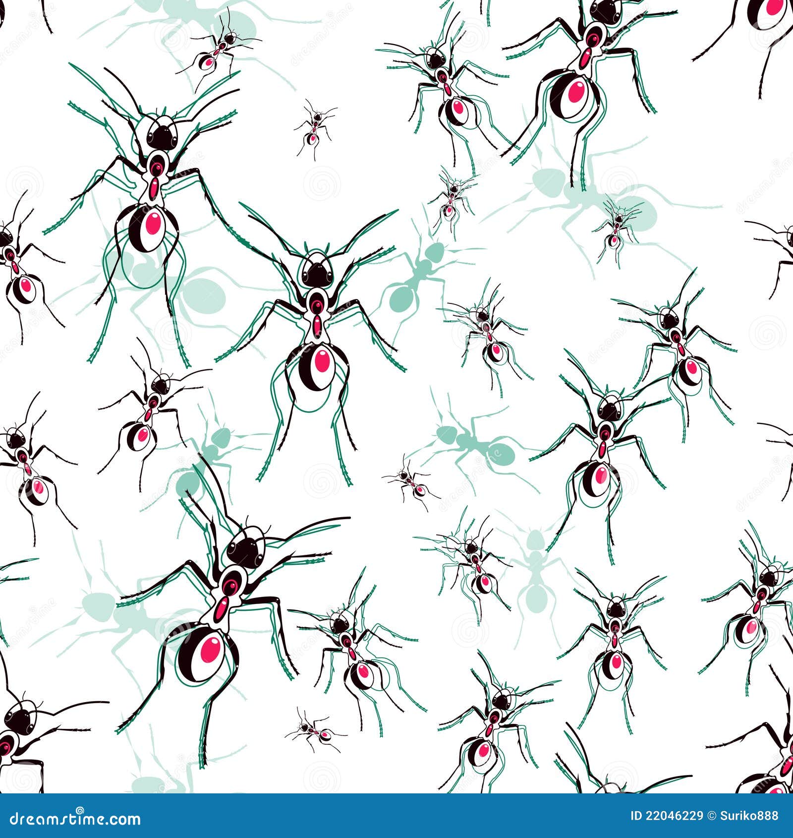Seamless pattern with ants stock vector. Illustration of insect - 22046229