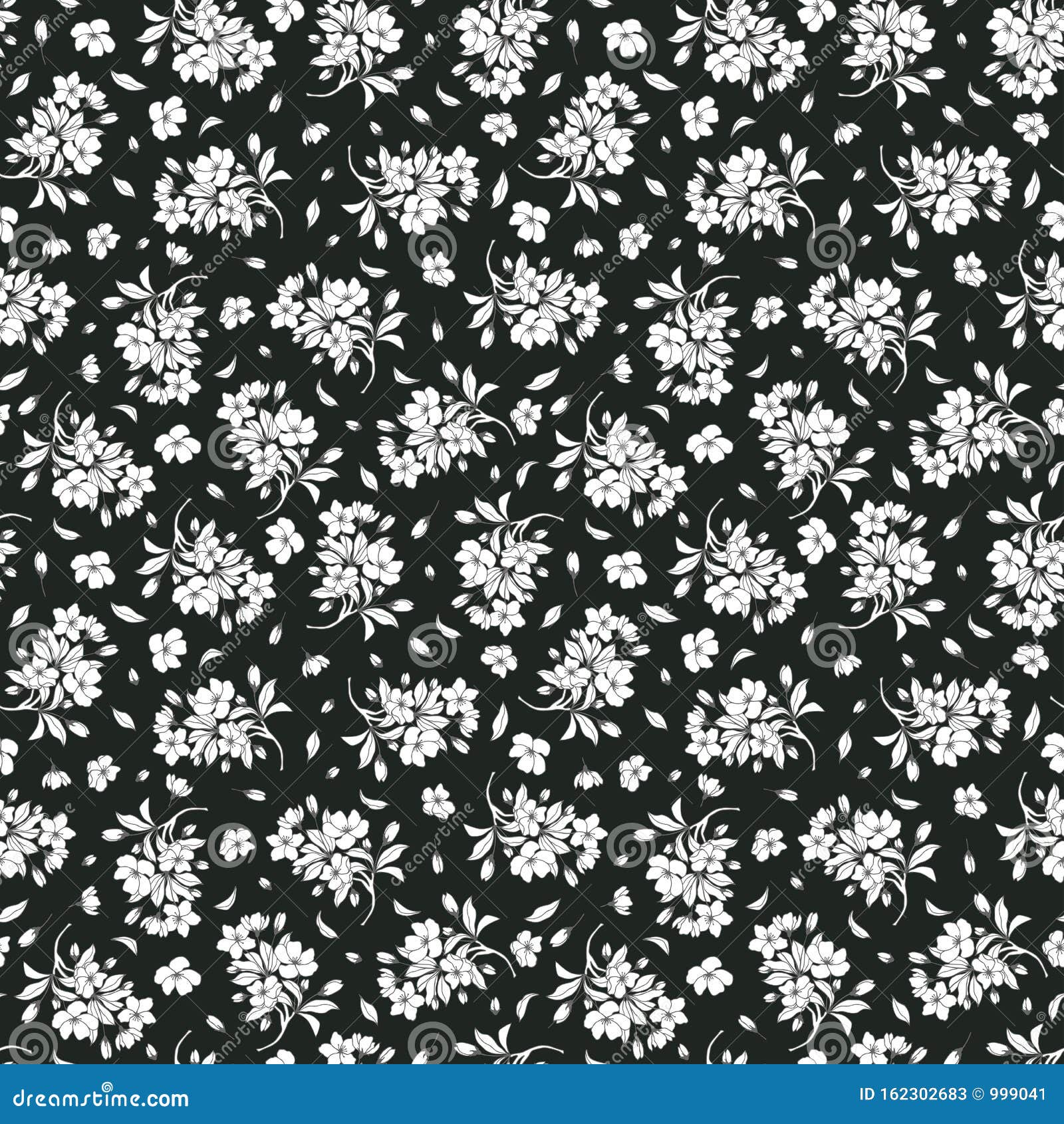 Seamless Pattern. Apple Tree Branch with Flowers, Leaves. Eps10 Vector ...