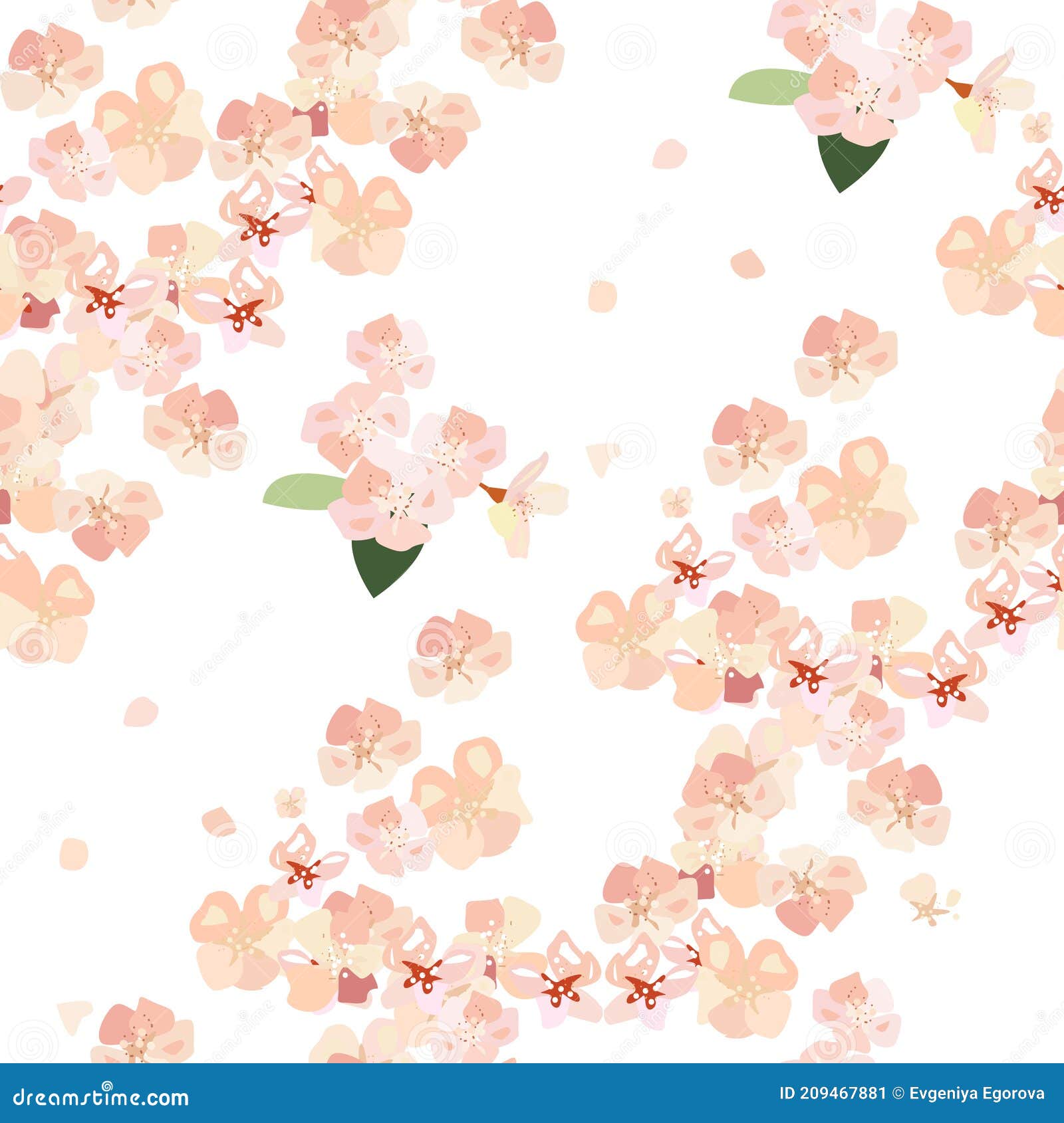 Seamless Pattern with Apple Tree Flowers on a White Background Stock ...