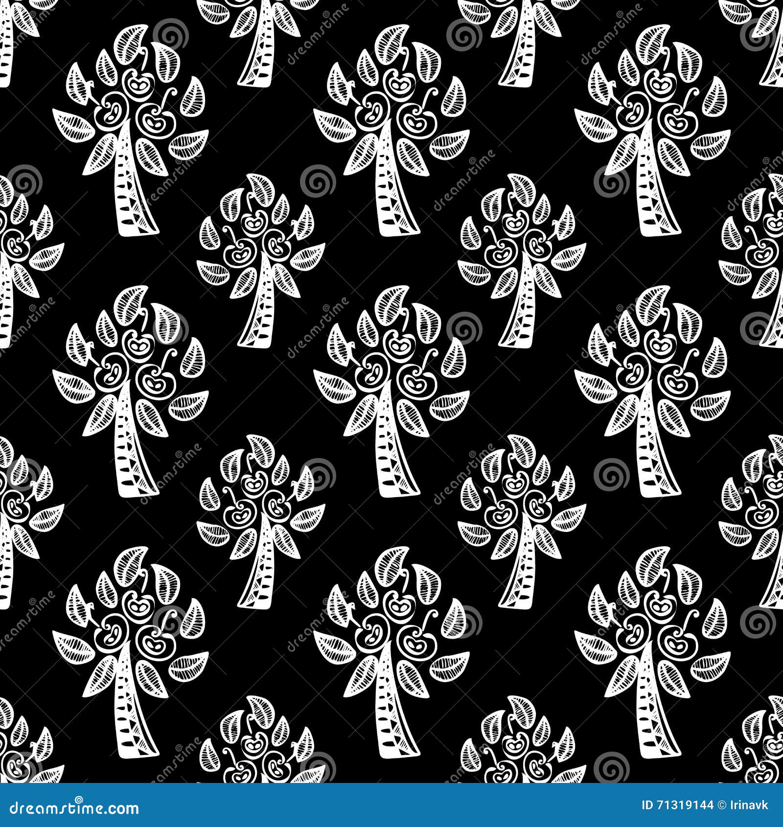 Seamless Pattern with Apple Trees. Vector Stock Vector - Illustration ...