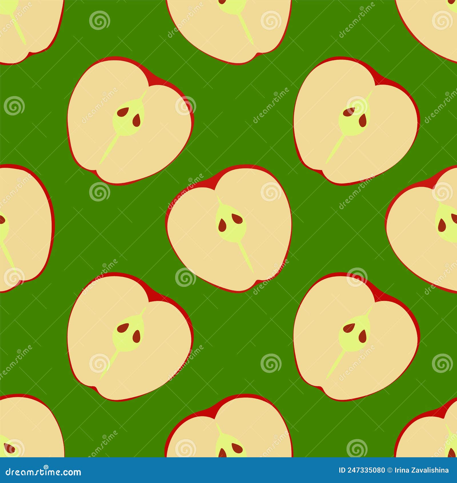 Seamless Pattern Of Apples Halves Of Repeated Red Apples Vector