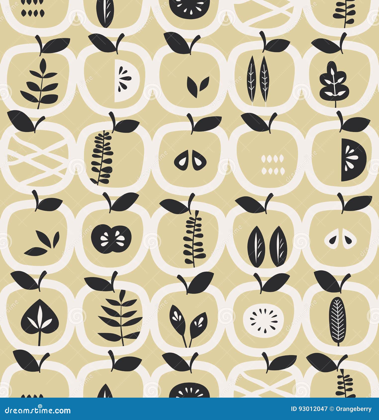 Seamless Pattern with Apples and Leaves Stock Vector - Illustration of ...