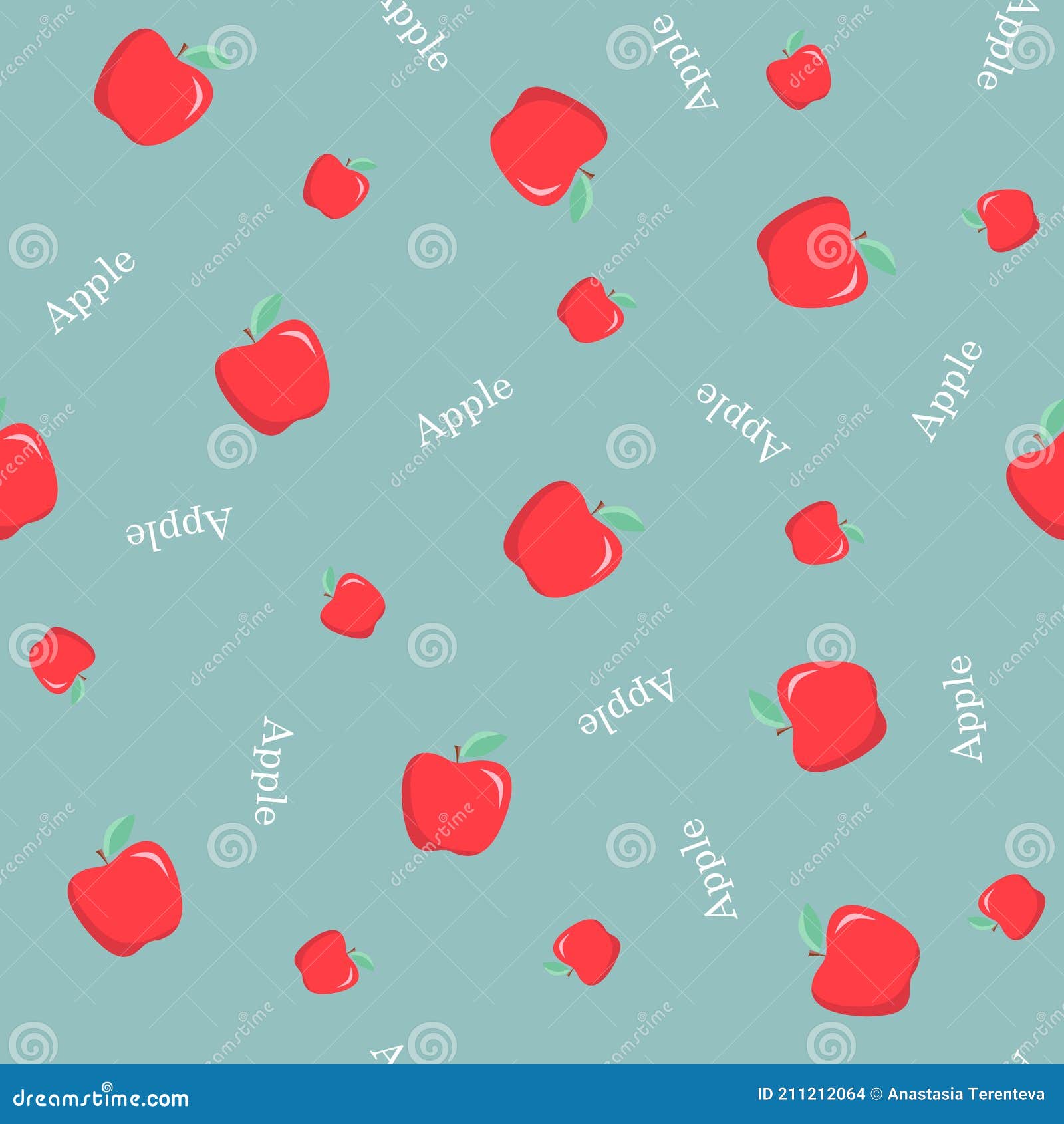 Seamless Pattern with Apples and Lettering. Stock Vector - Illustration ...