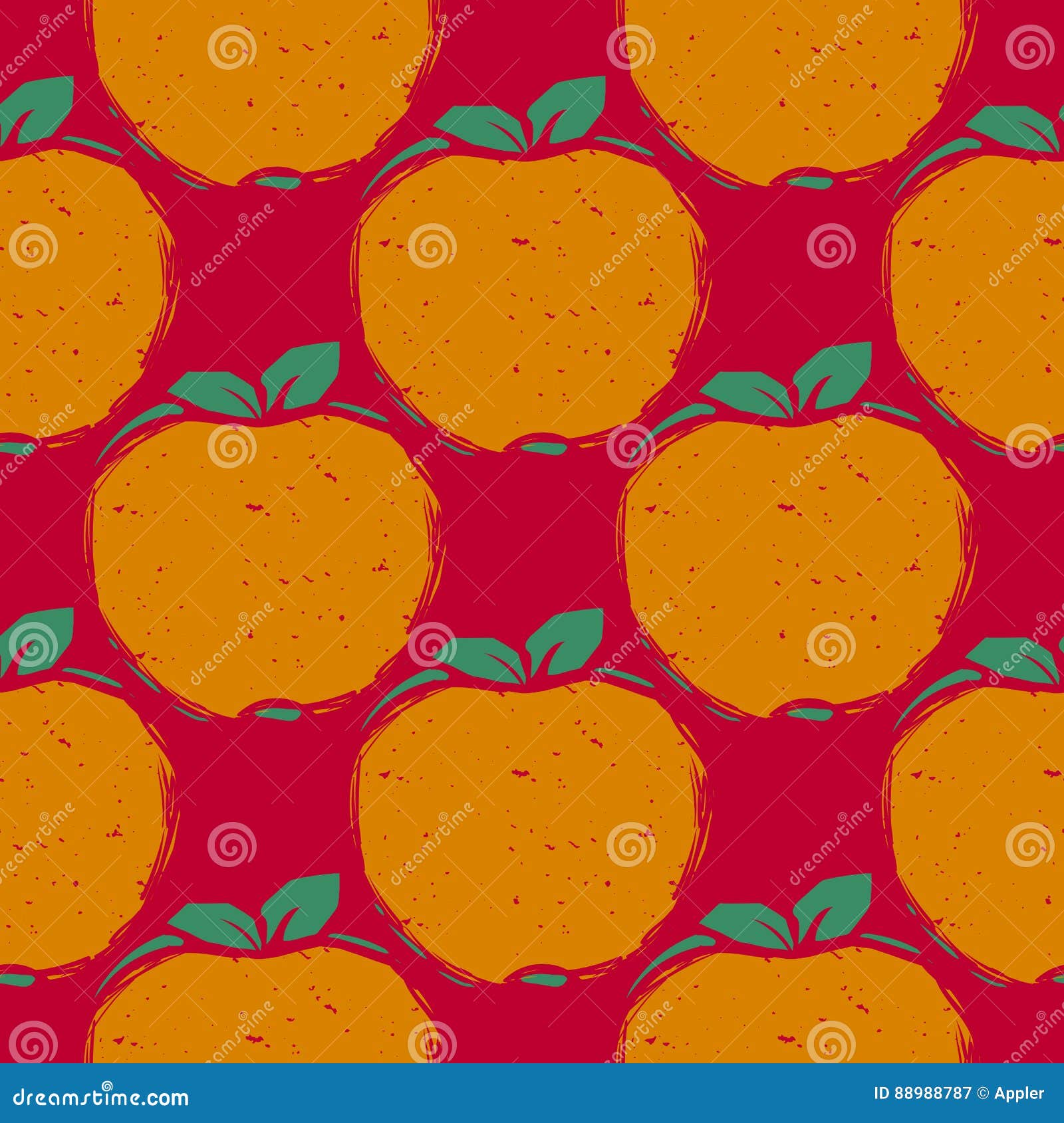 Seamless Pattern With Apples Stock Vector Illustration Of Hand Print