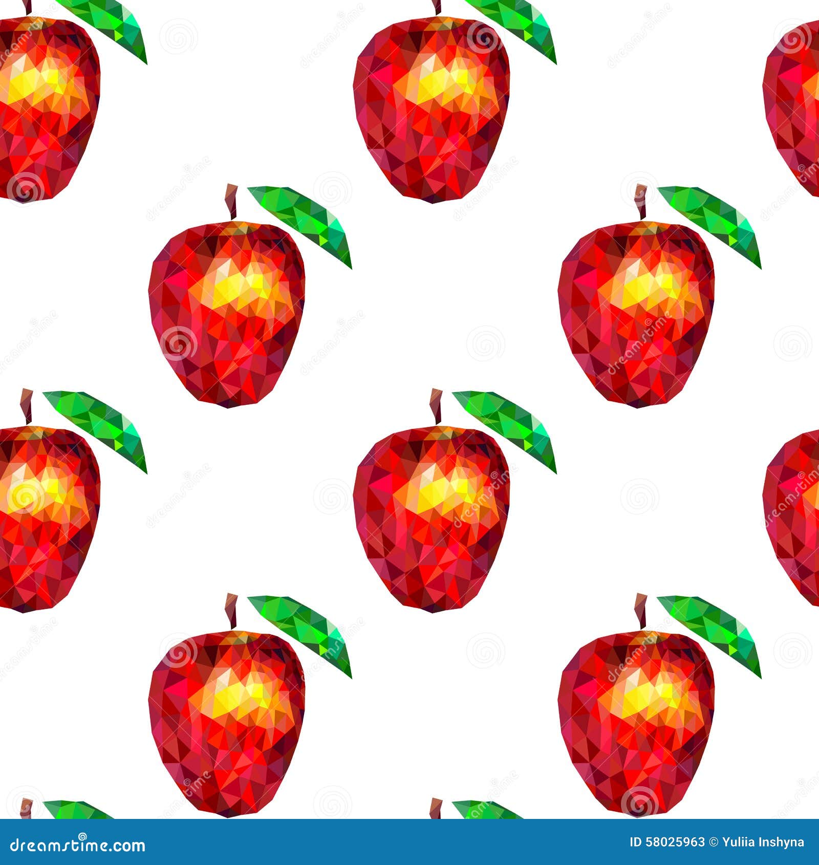 Seamless Pattern Apples Triangles Stock Vector - Illustration of ...