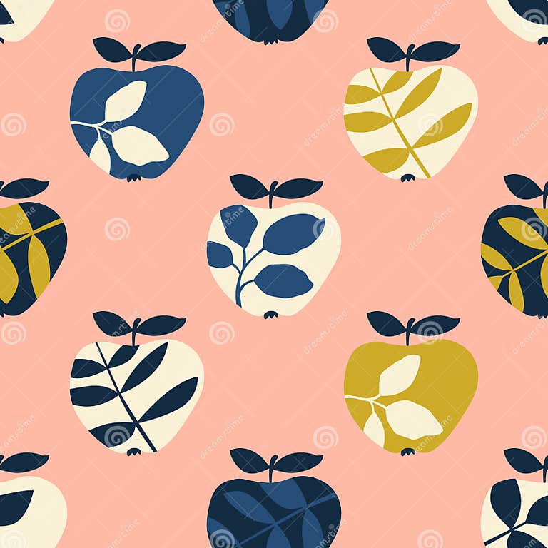 Seamless Pattern with Apples Stock Vector - Illustration of fall ...