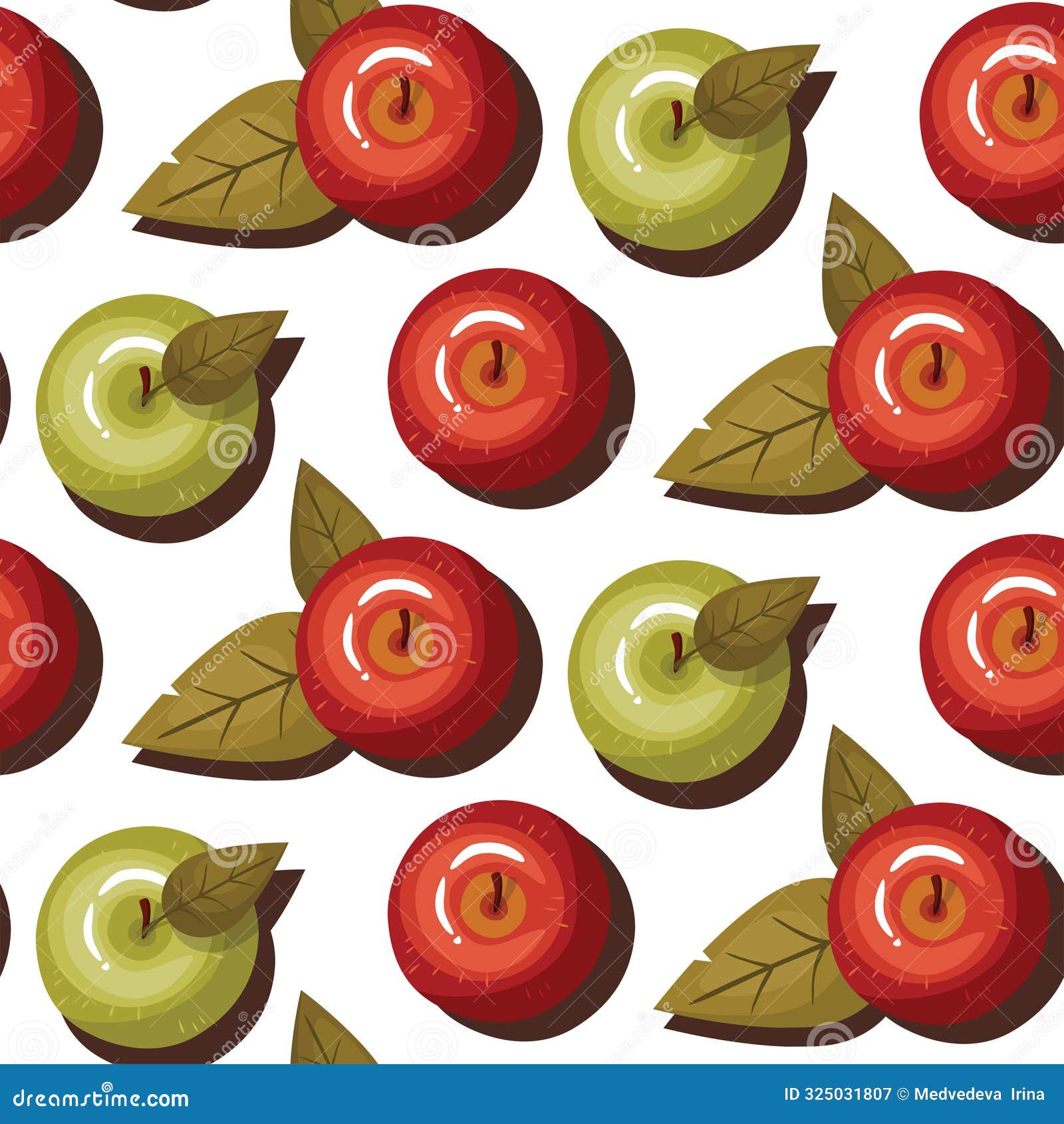 Seamless Pattern with Apples on White Background. Stock Illustration ...