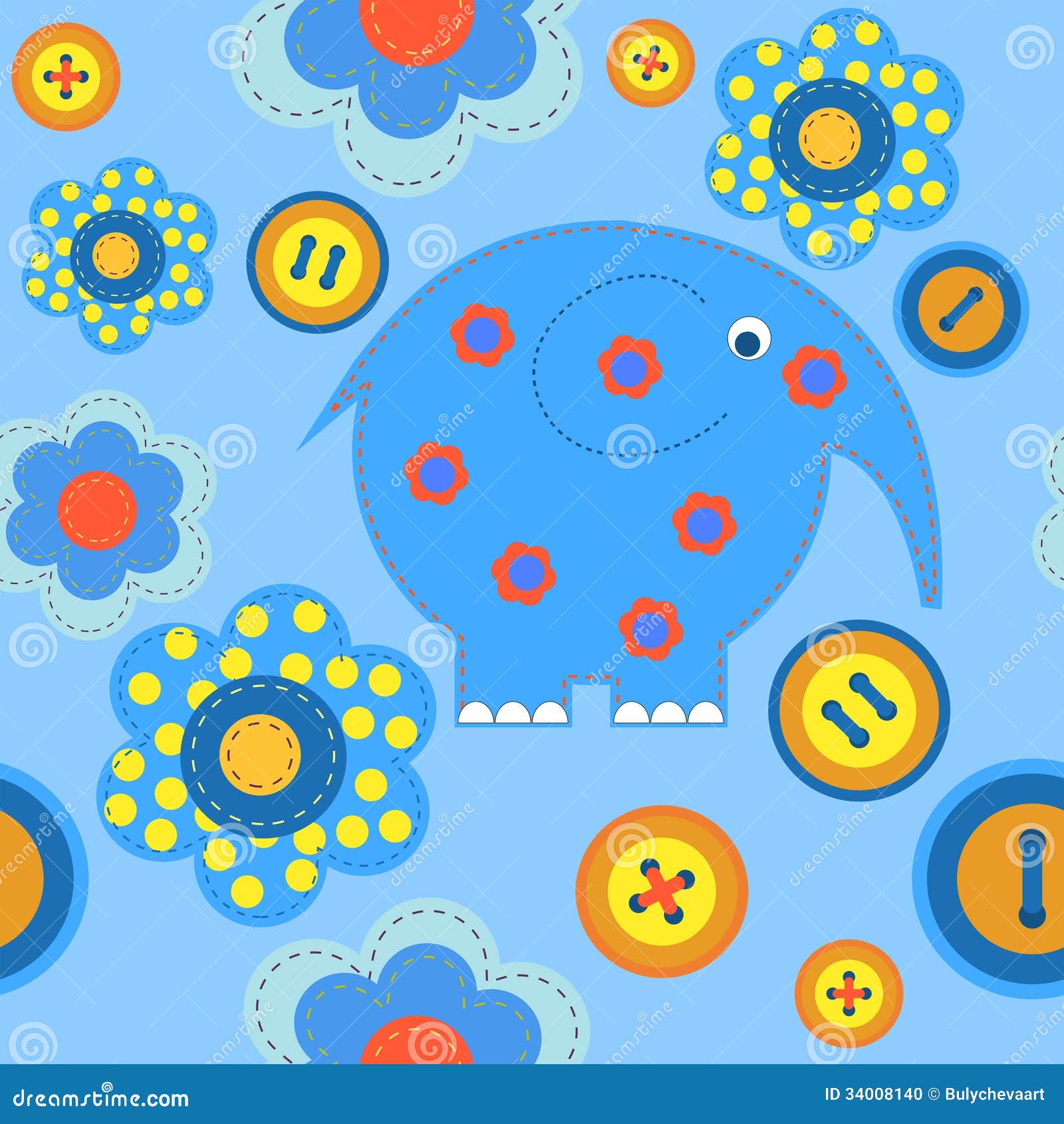 Applique Fabric With Cartoons Water Animals. | CartoonDealer.com #19523469