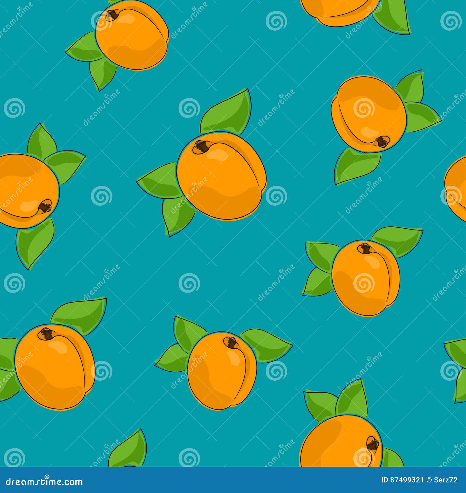 Seamless Pattern ,Apricot on Azure Background Stock Vector ...