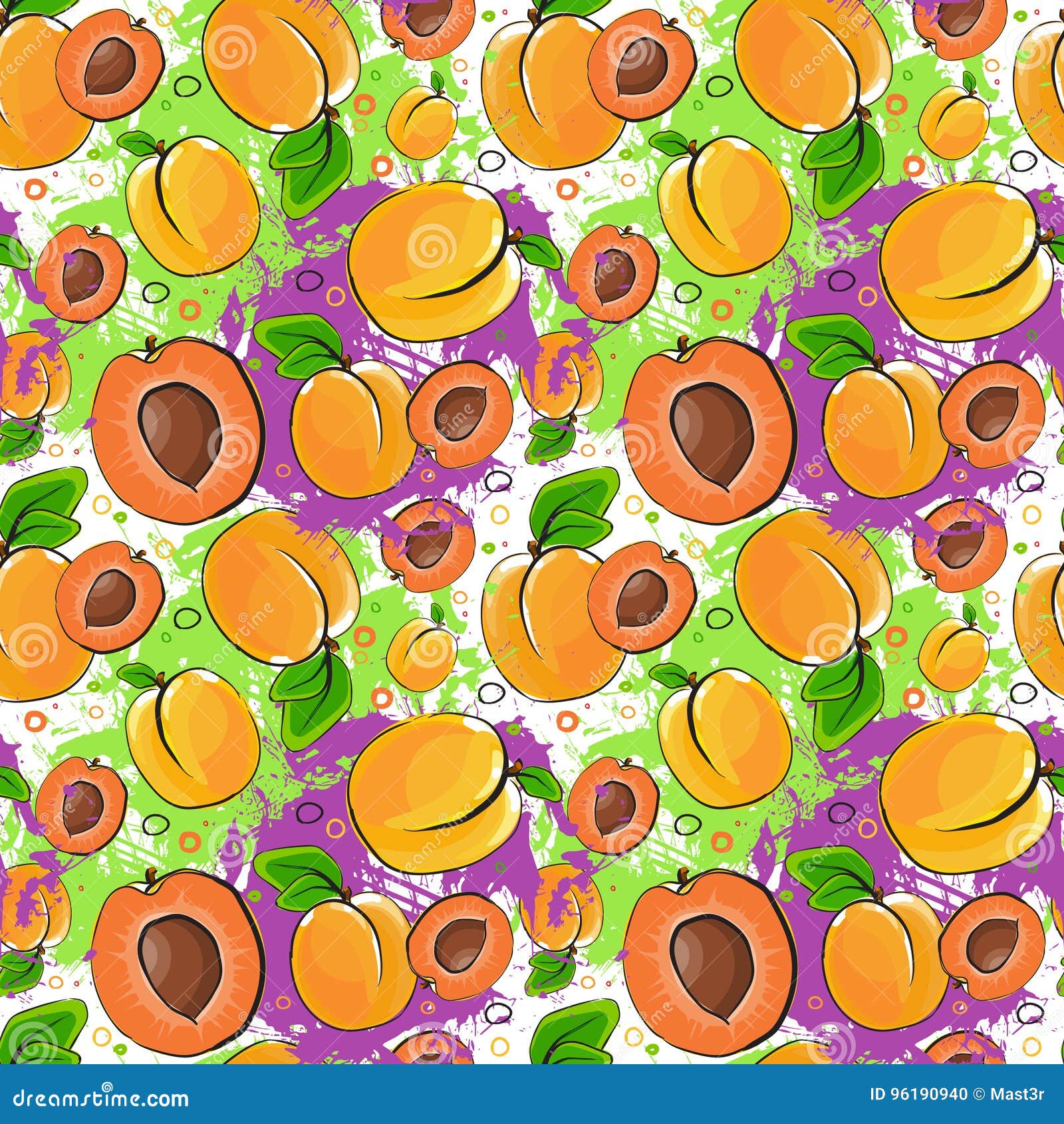 Seamless Pattern Apricot Fruits Summer Ornament Background Stock Vector ...