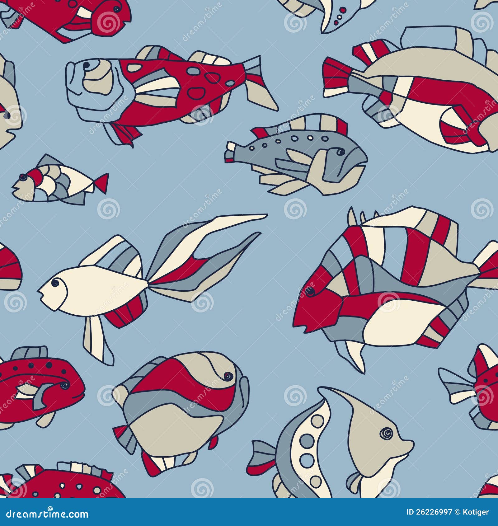 Seamless Pattern Aquarium Fish Wave Stock Vector - Illustration of ...