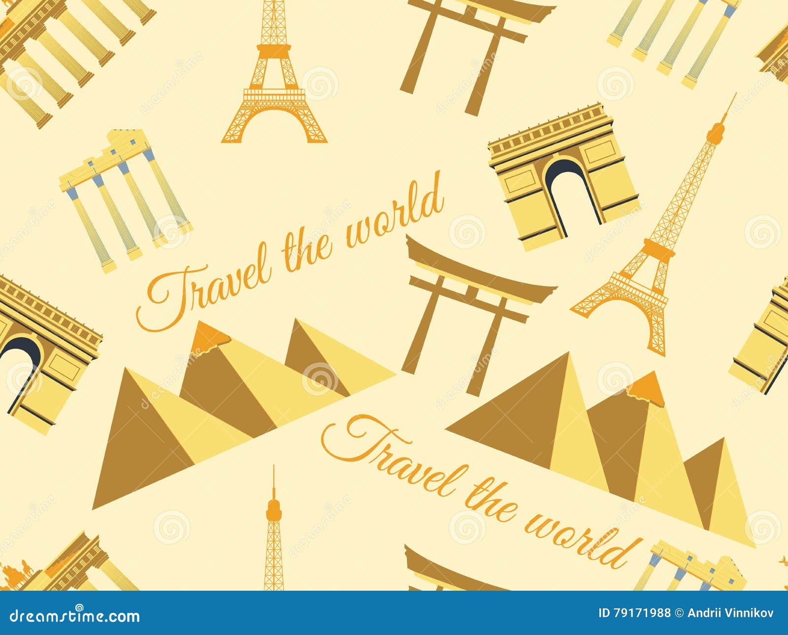 Seamless Pattern with Architectural Monuments from Different Countries ...