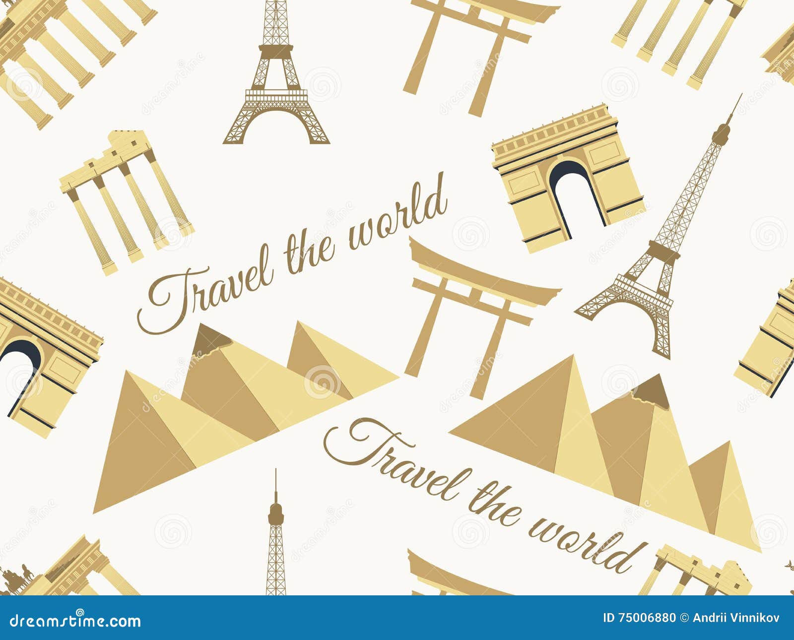 Seamless Pattern with Architectural Monuments from Different Countries ...