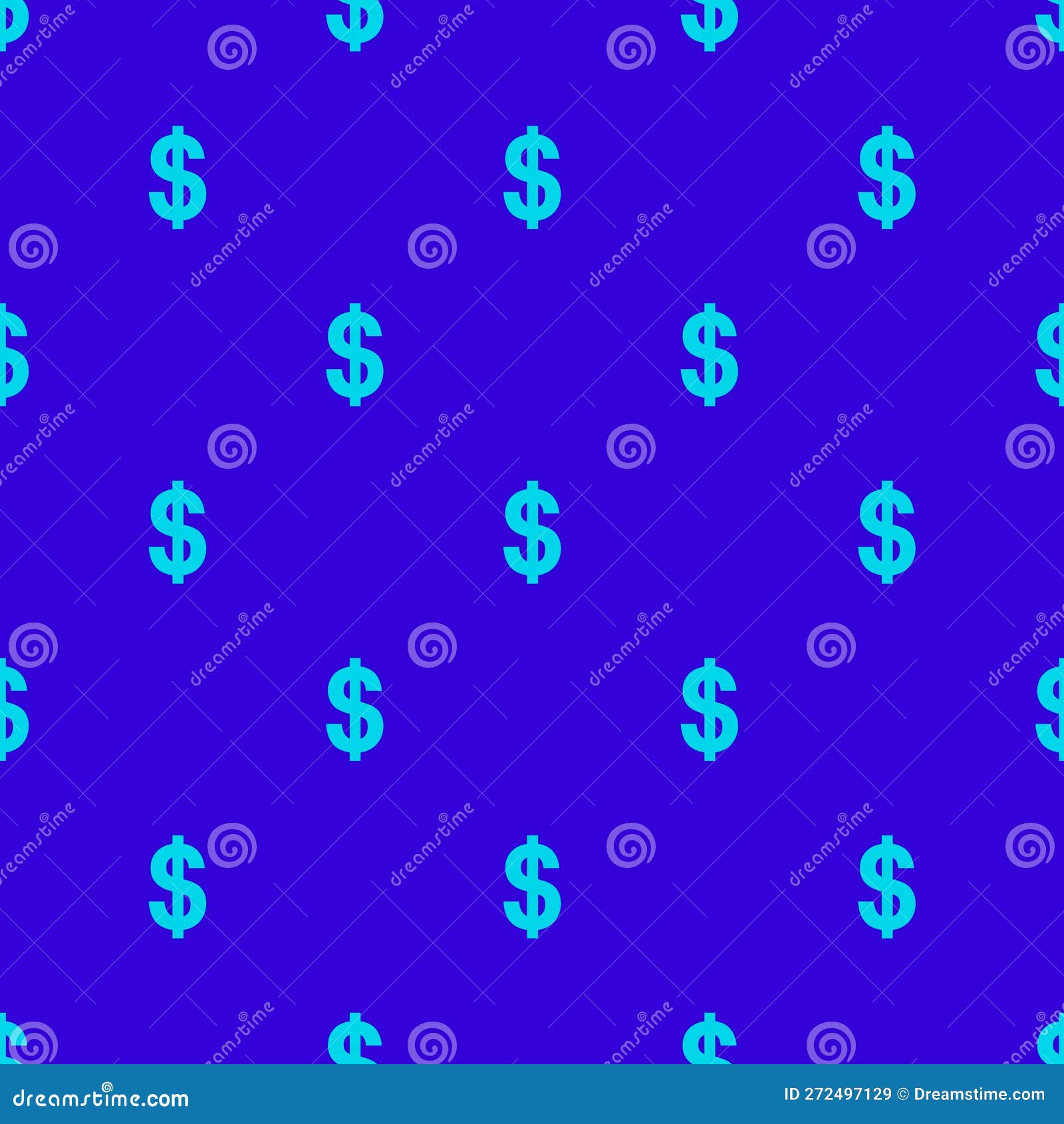Seamless Pattern of Arctic Blue Dollar Sign Pattern on Royal Blue ...
