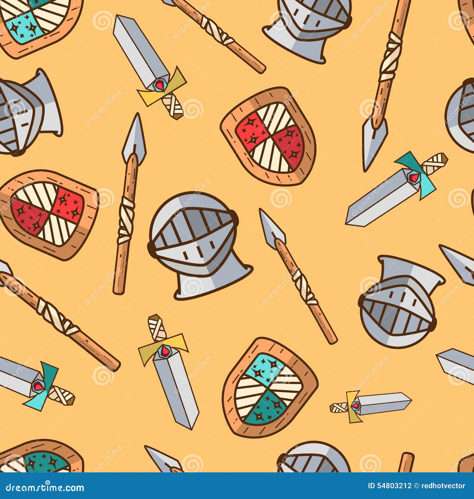 Seamless Pattern with Armor. Stock Illustration - Illustration of black ...