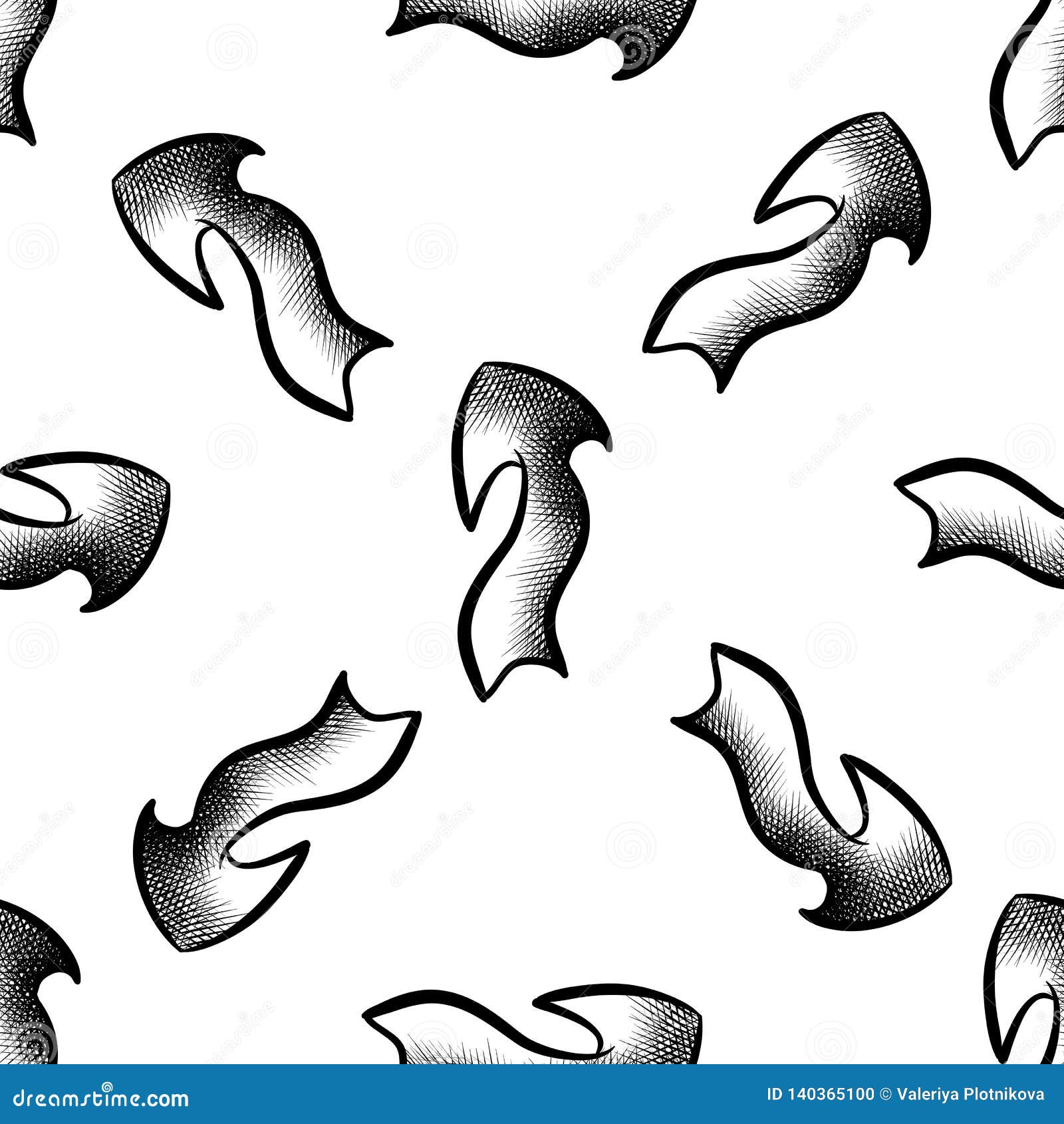 Seamless Pattern with Arrows with Hatching on White Background ...
