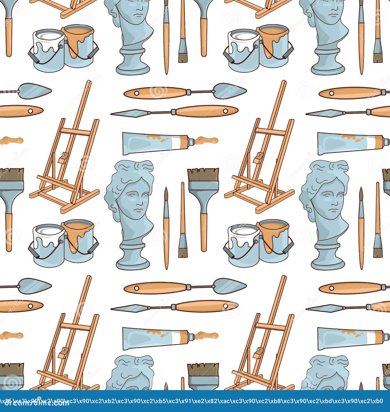 Seamless Pattern with Art Objects. Stock Vector - Illustration of ...