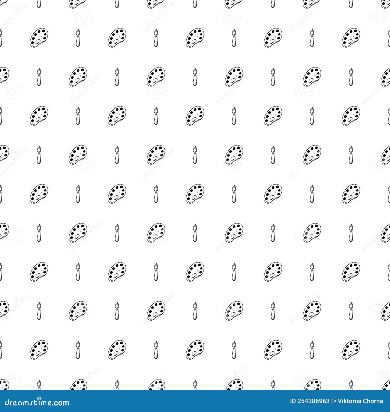 Seamless Pattern with Art Tools in Hand Drawn Doodle Style. Sketch ...