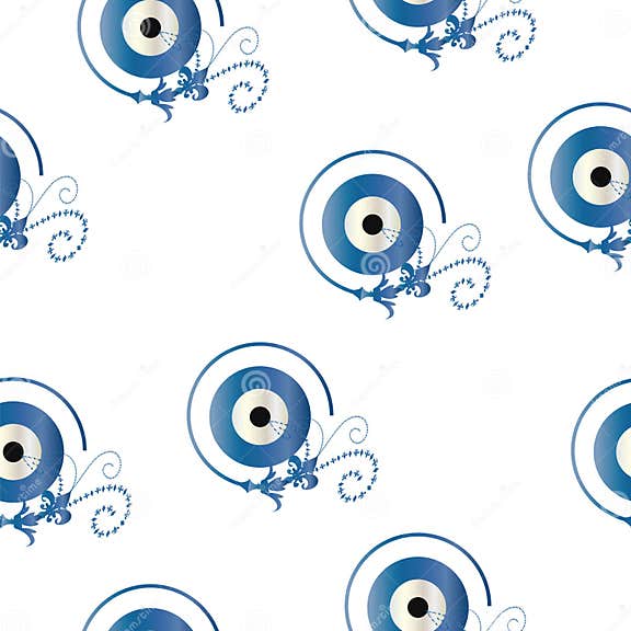 Seamless Pattern with Artistic Blue Evil Eye Vector Stock Vector ...